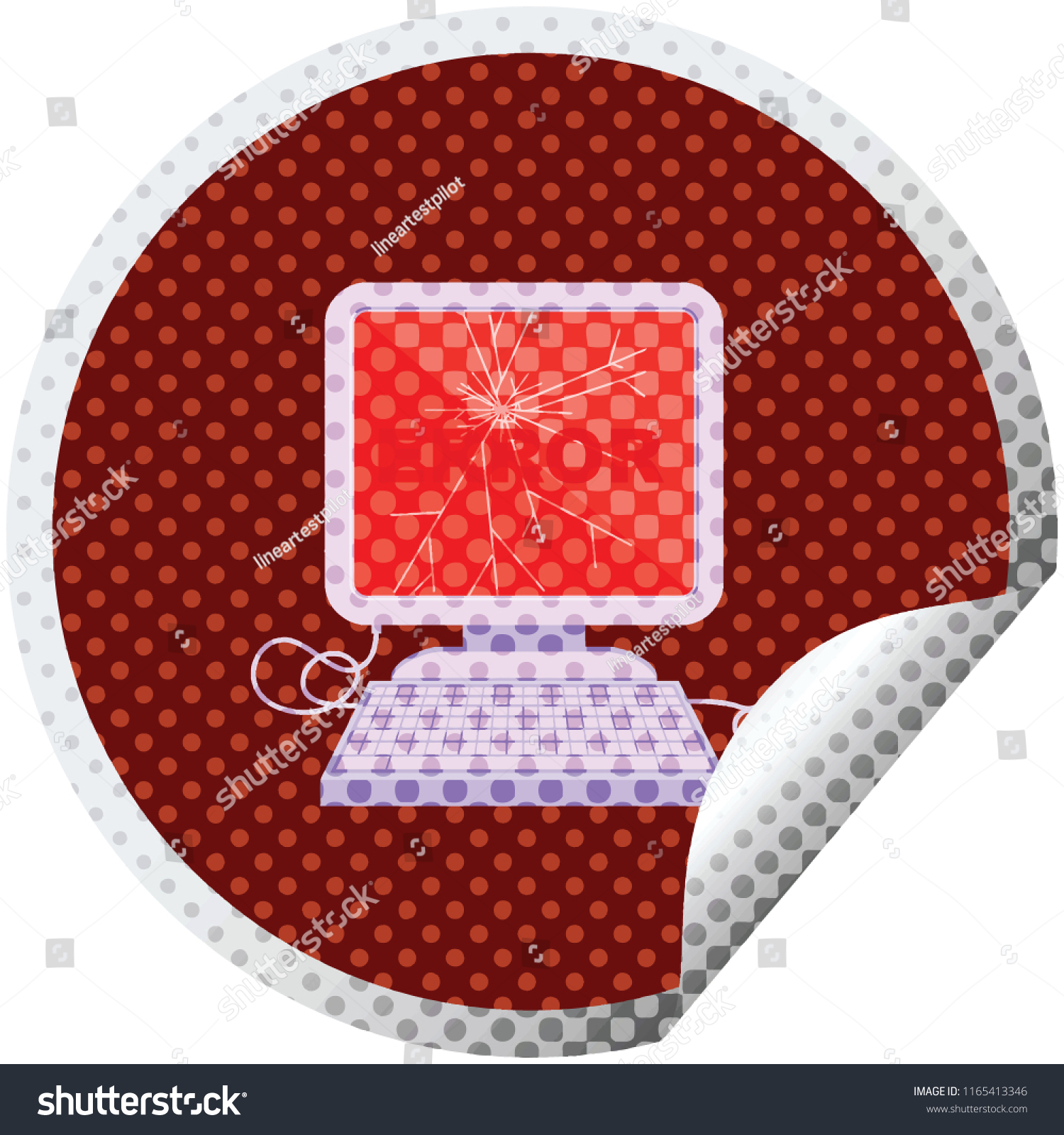 Broken Computer Graphic Vector Illustration Circular Stock Vector ...