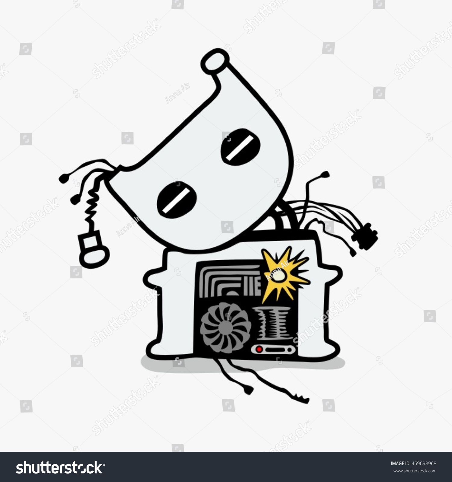 Broken Failed Robot Vector Illustration Funny Stock Vector (Royalty ...