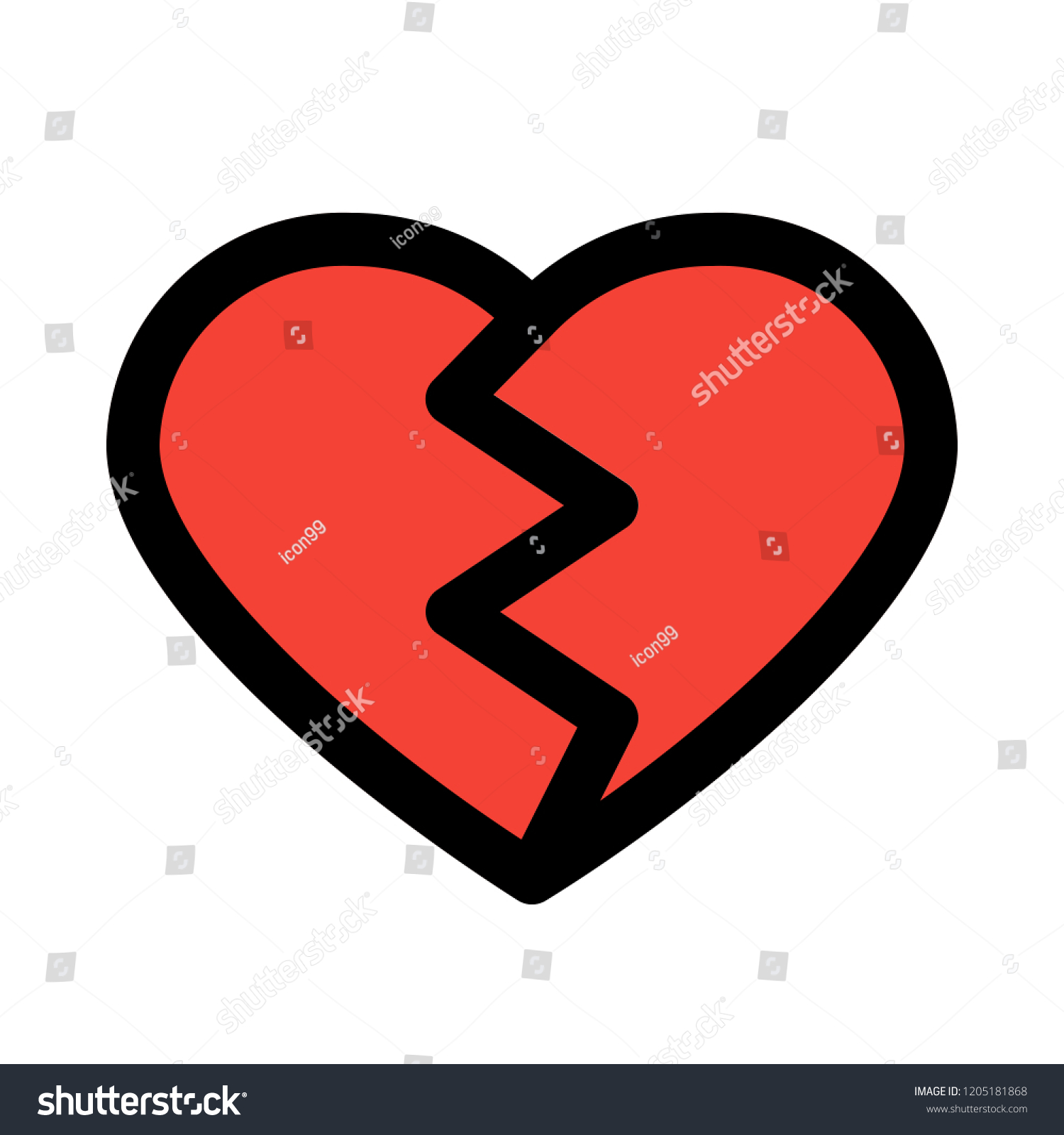 Broken Heart Emoticon: vector de stock (libre de regalías) 1205181868 ...
