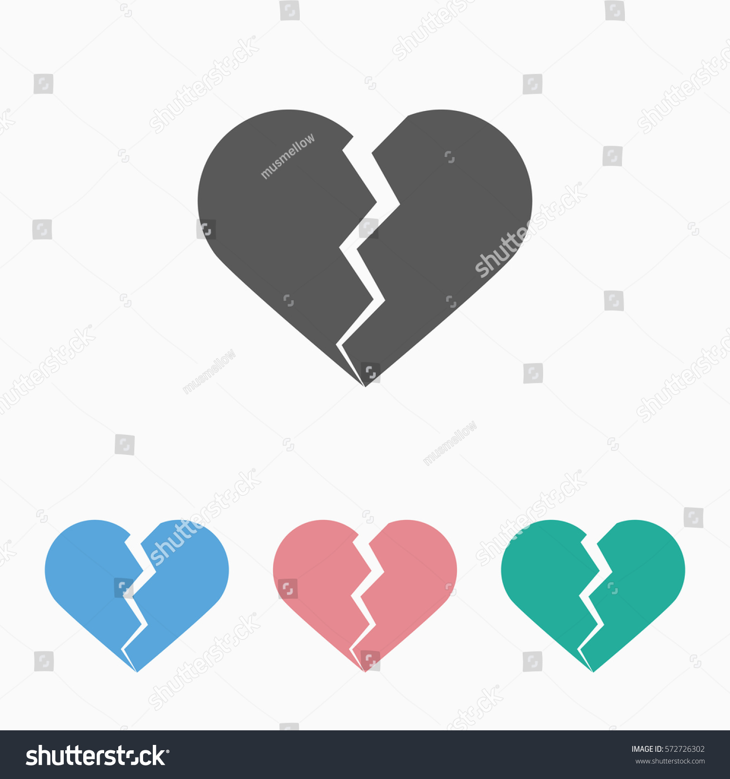 Broken Heart Icon: vetor stock (livre de direitos) 572726302 | Shutterstock