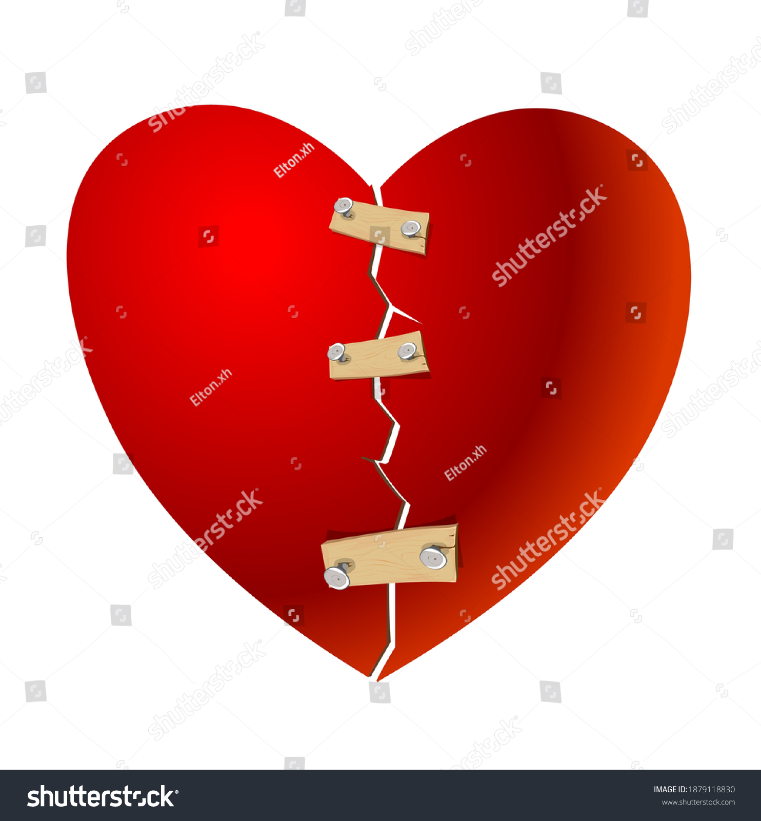 Broken Heart Healing Process Vector Illustrator เวกเตอร์สต็อก ปลอดค่า
