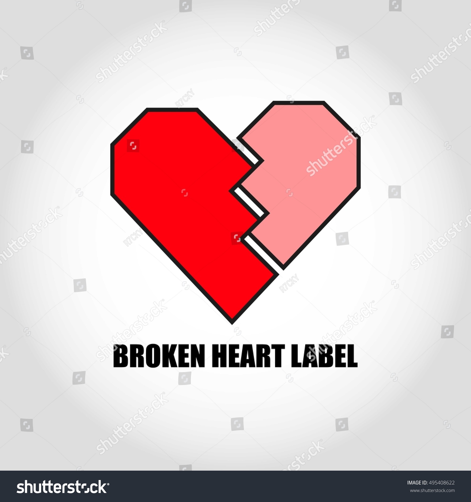 Broken Heart Logo Isolated Stock Vector (Royalty Free) 495408622
