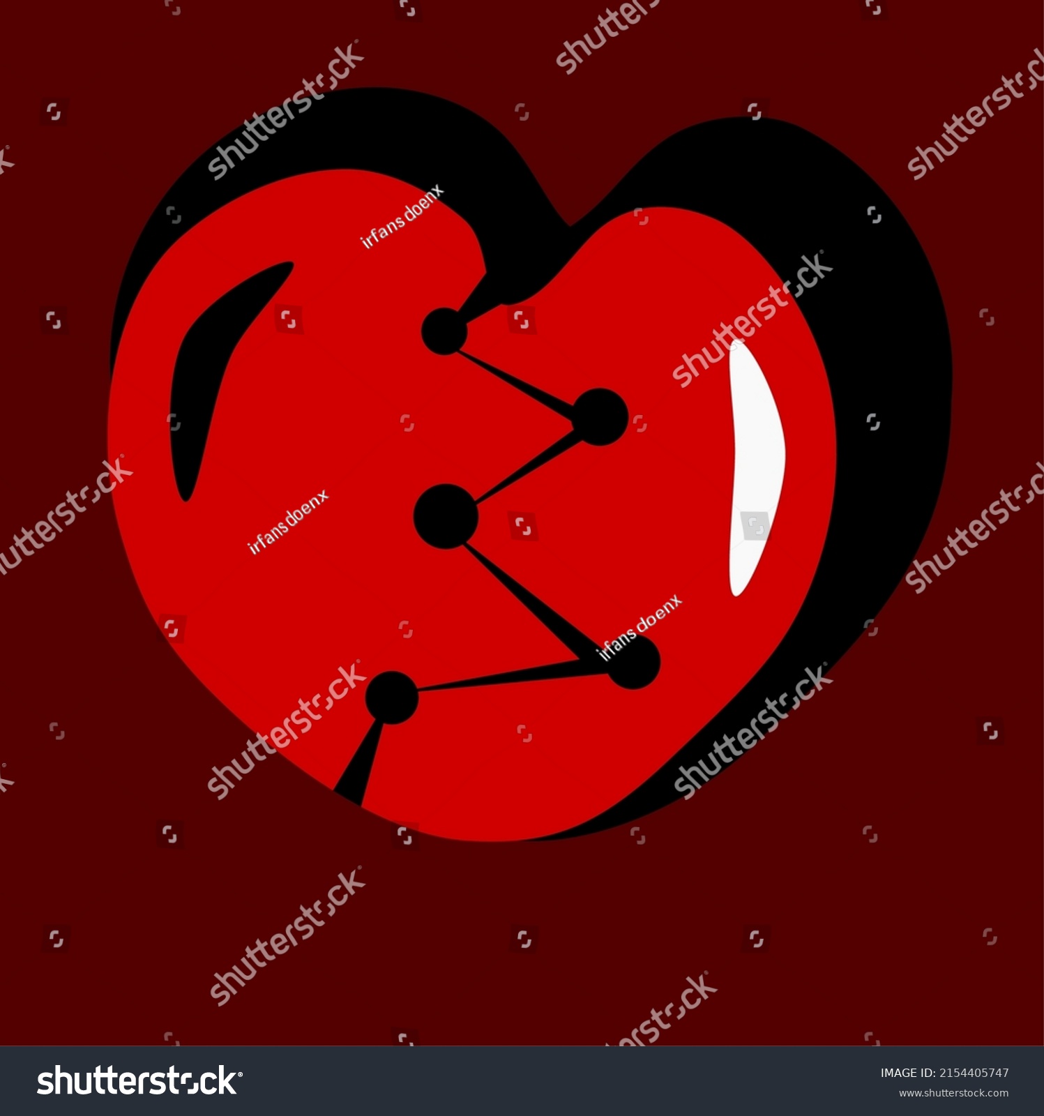 Broken Heart Logo Stitches Isolated Stock Vector (Royalty Free ...