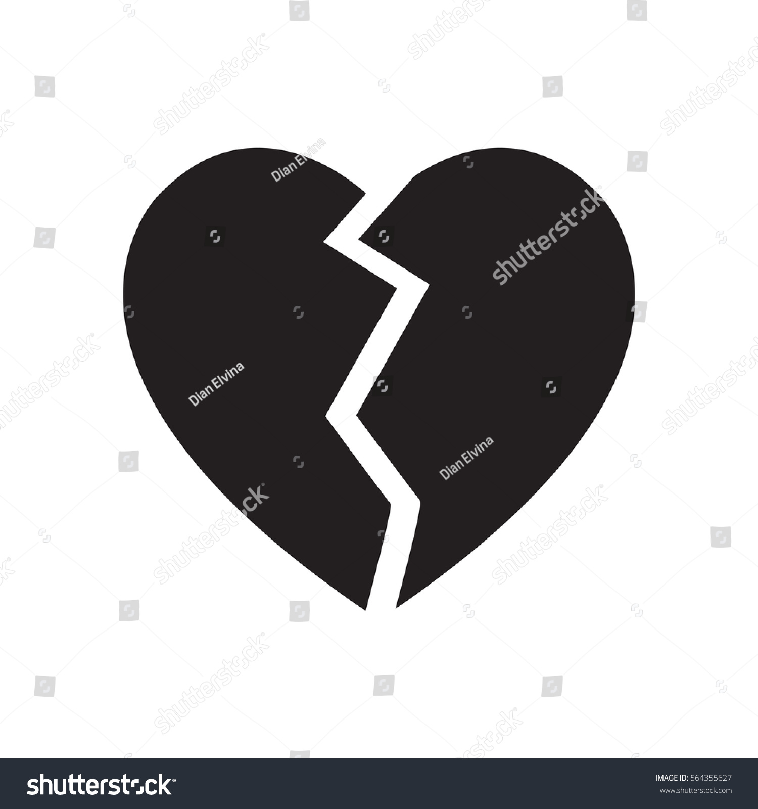 Broken Heart Symbol Stock Vector (Royalty Free) 564355627 - Shutterstock