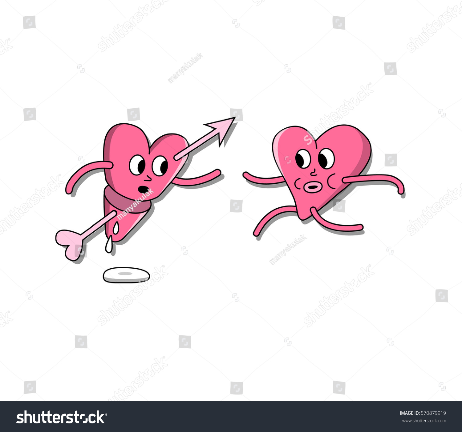 Broken Heart Heart Running Stock Vector (Royalty Free) 570879919 ...