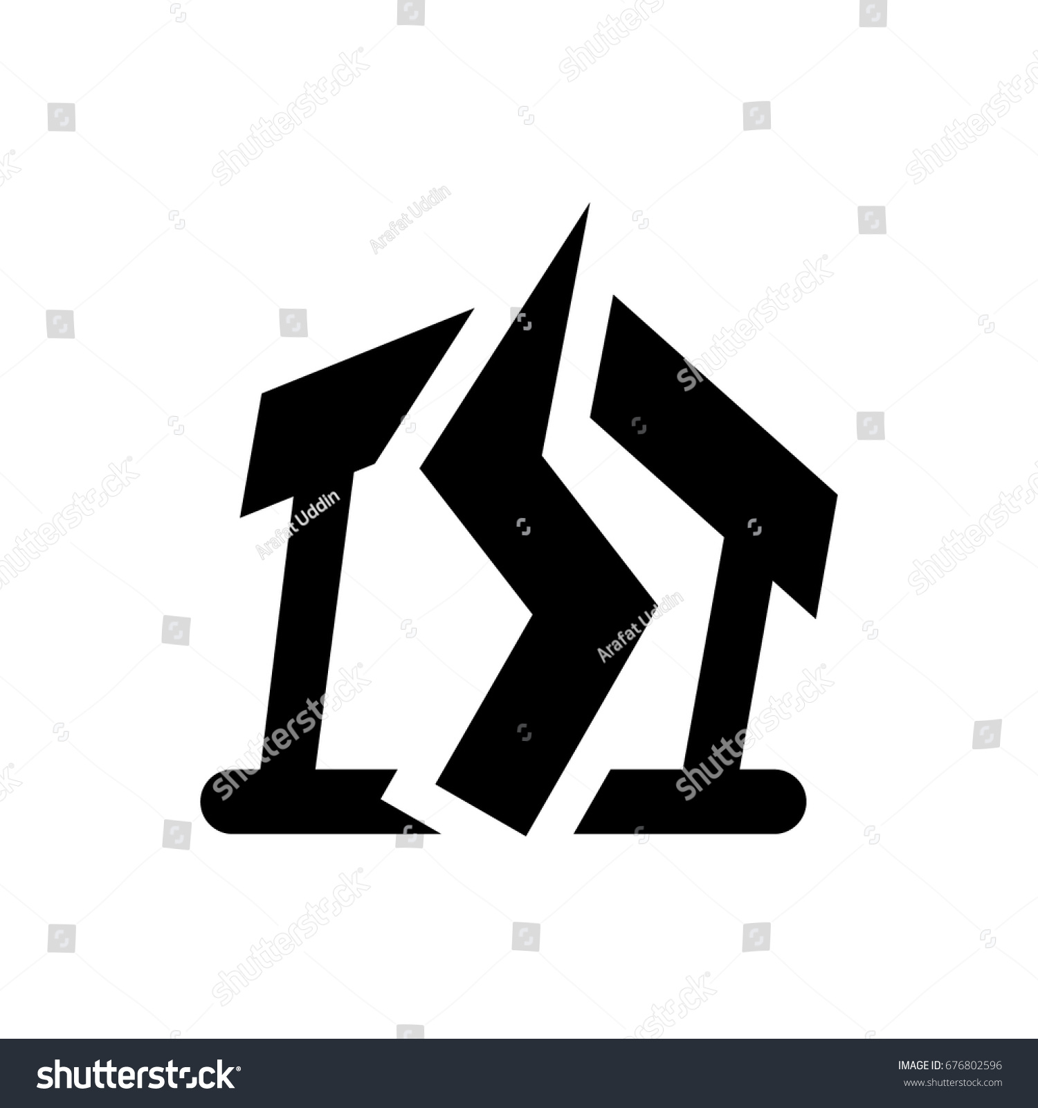 Broken House Icon Stock Vector (Royalty Free) 676802596