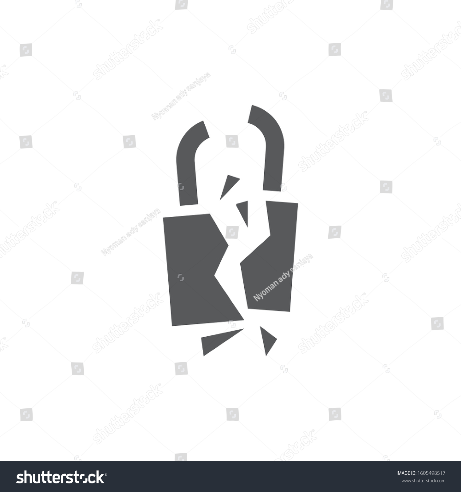 Broken Padlock Vector Icon Symbol Security Stock Vector (Royalty Free ...