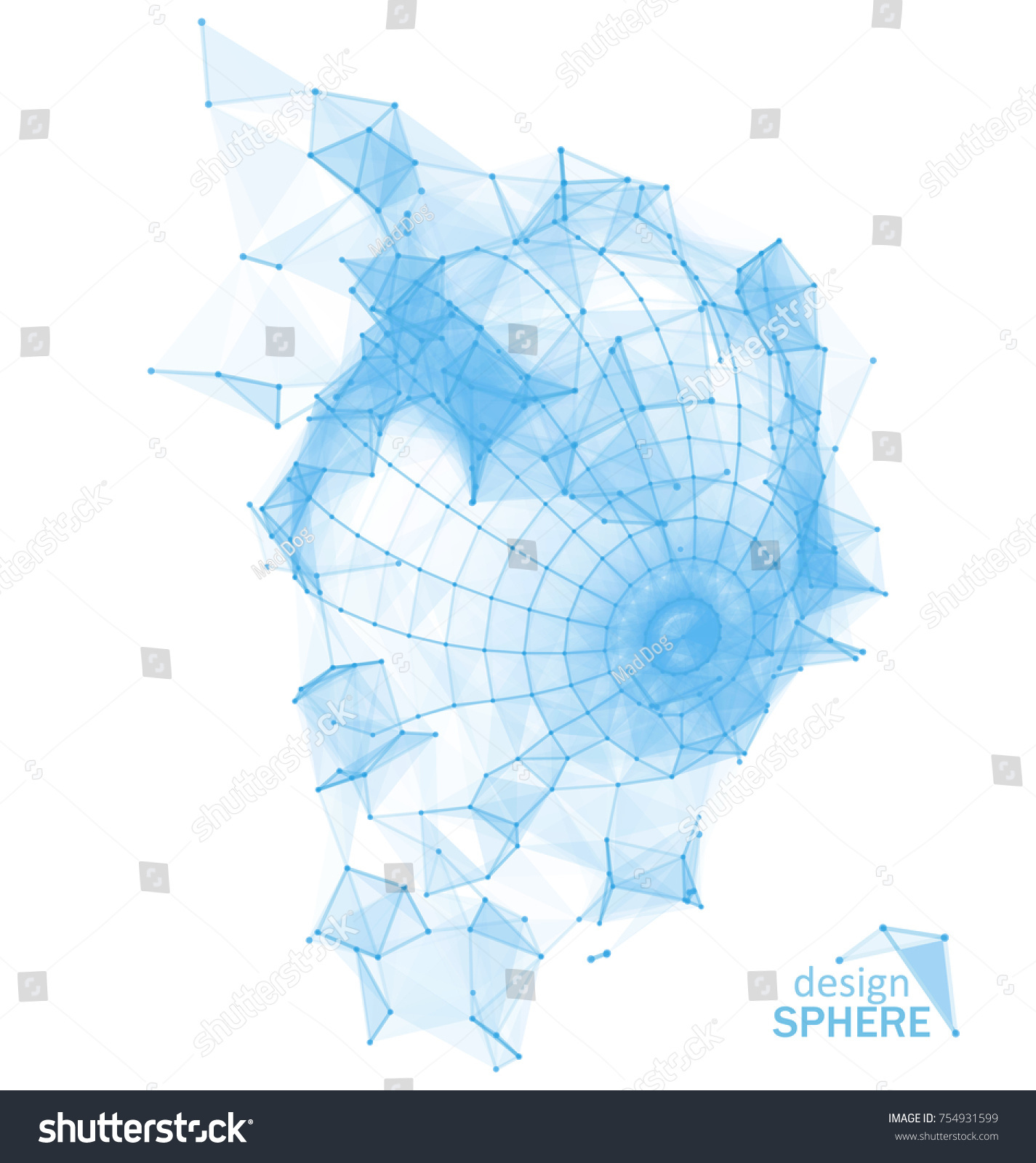 Broken Polygonal Wireframe Sphere Geometric Smashed Stock Vector ...