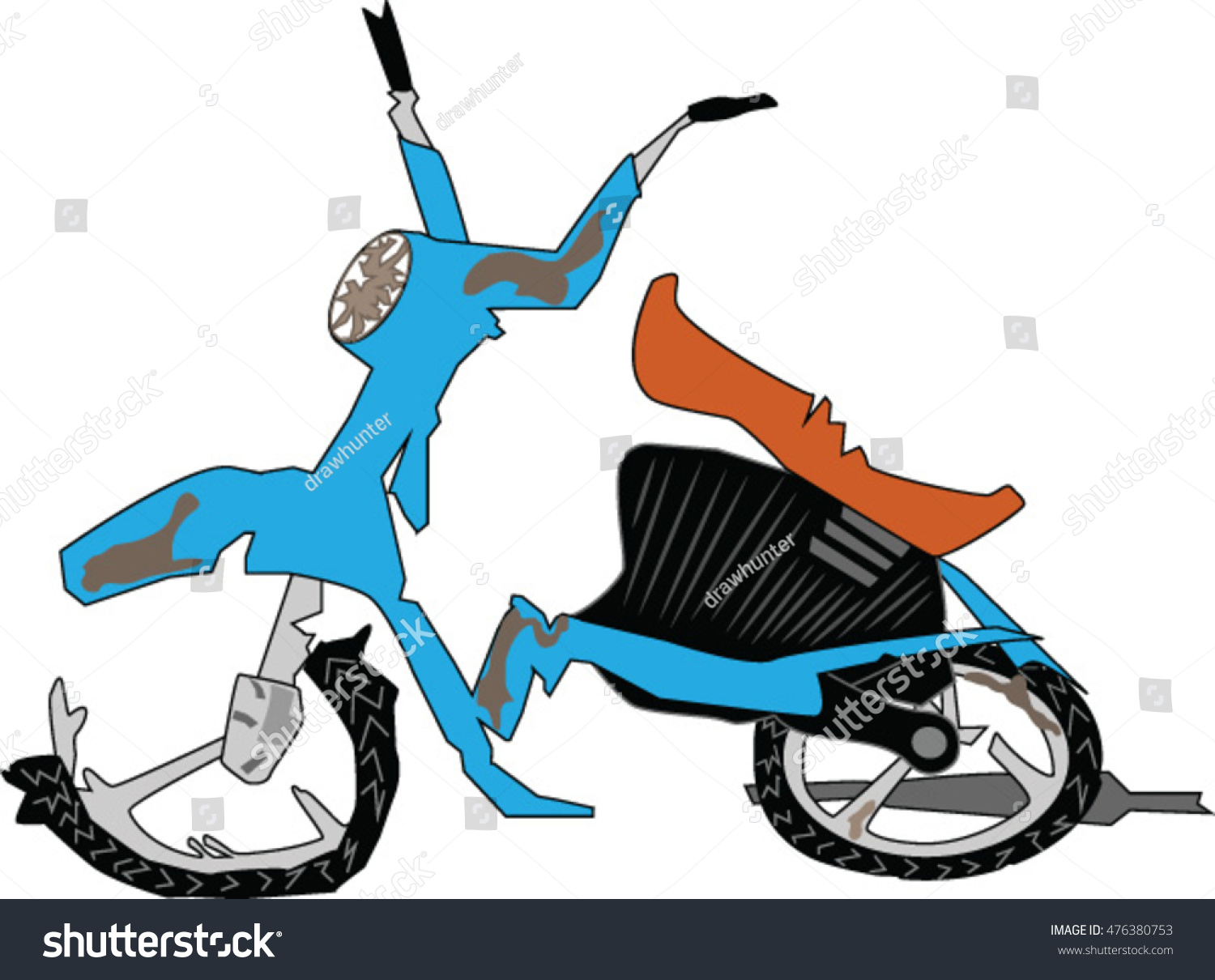 Broken Scooter Vector Illustration Stock Vector (Royalty Free) 476380753