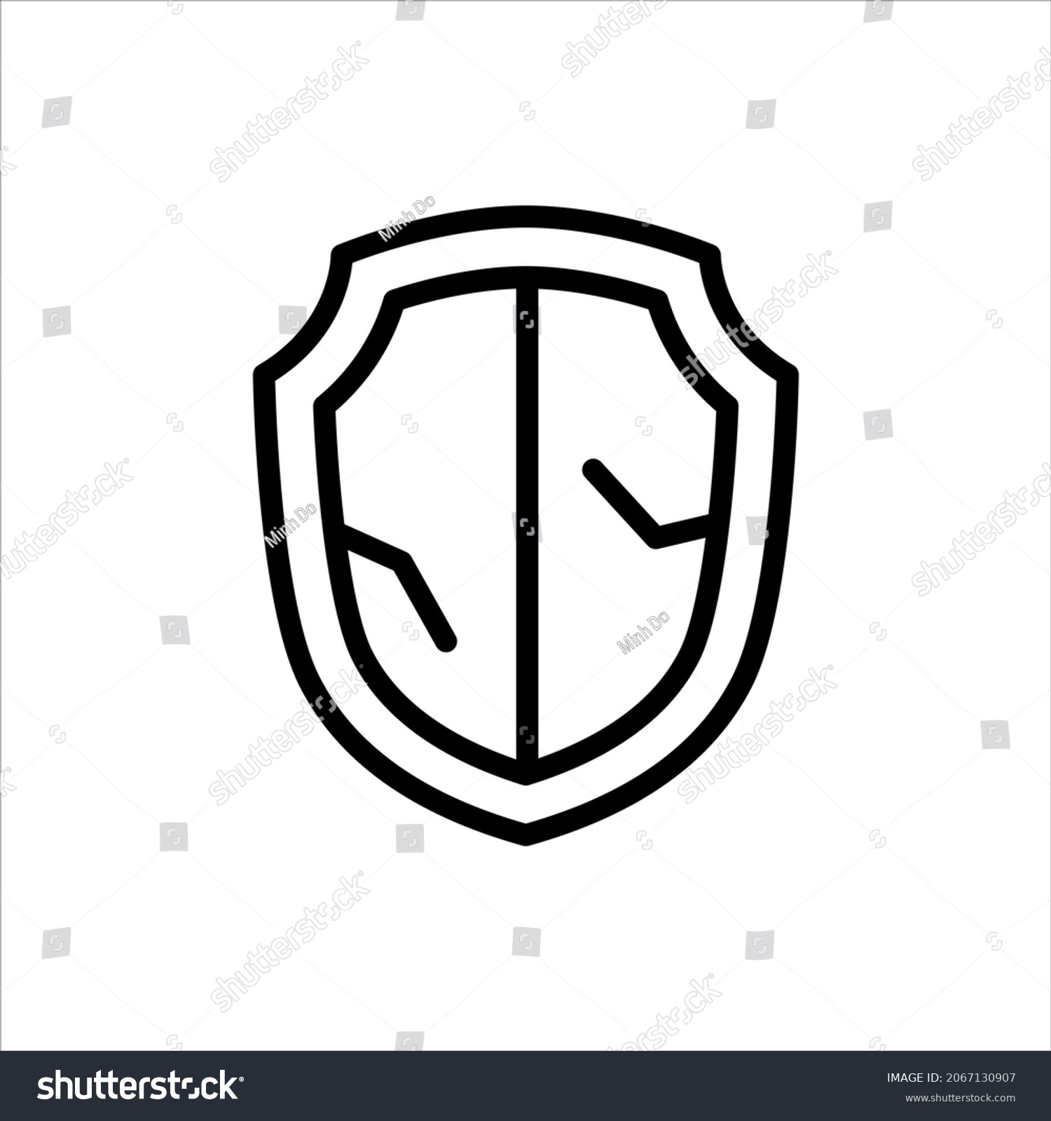 Broken Shield Vector Icon Symbol Design Stock Vector (Royalty Free ...