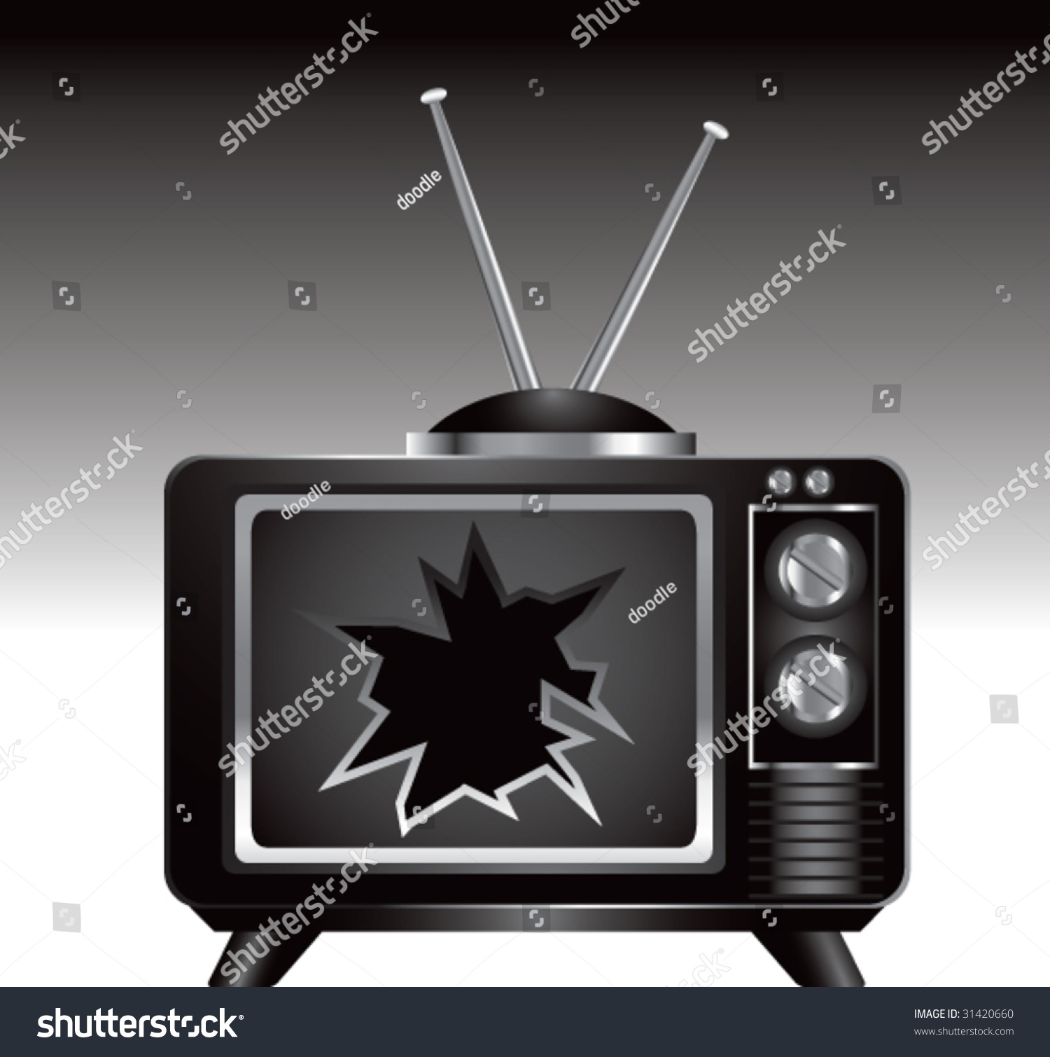 Broken Television Stock Vector (Royalty Free) 31420660