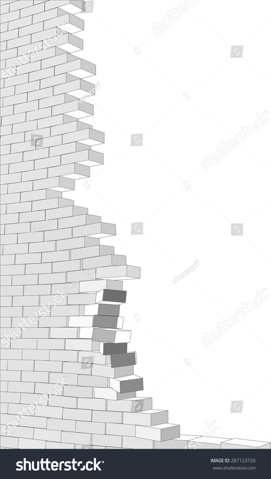 Broken Wall On Isolated White Background Stock Vector (Royalty Free ...