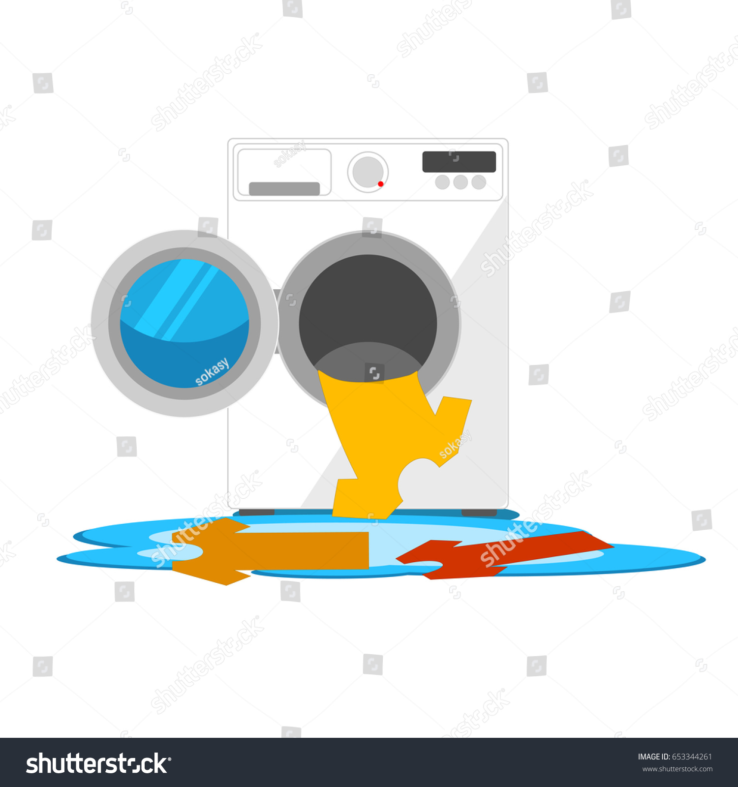 Broken Washing Machine Falling Clothes Isolated Stock Vector (Royalty ...