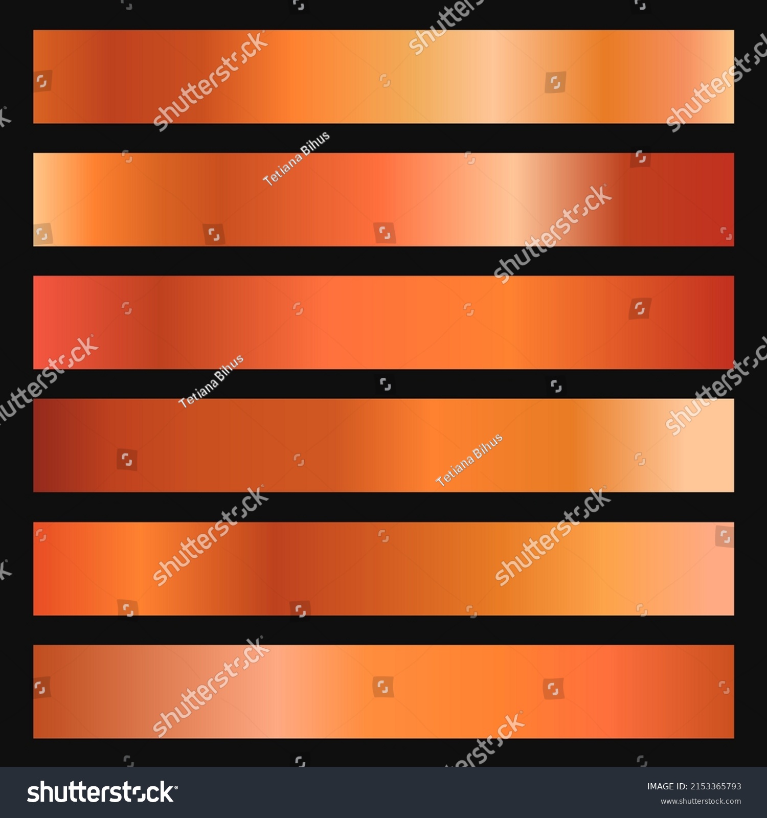 Bronze Metal Gradient Collection Vector Illustration Stock Vector ...