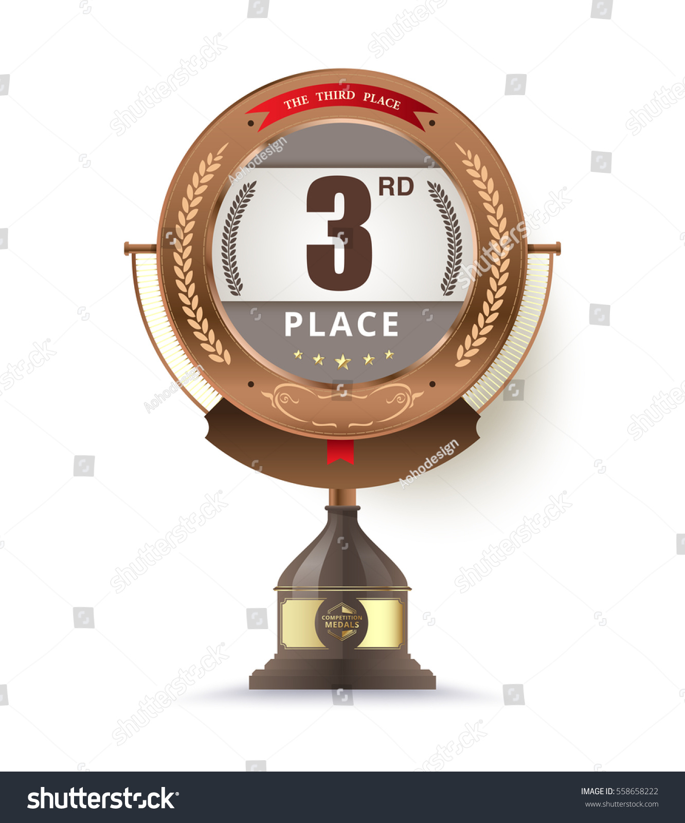 Bronze Trophy Third Place Vector Illustration Stock Vector (Royalty ...