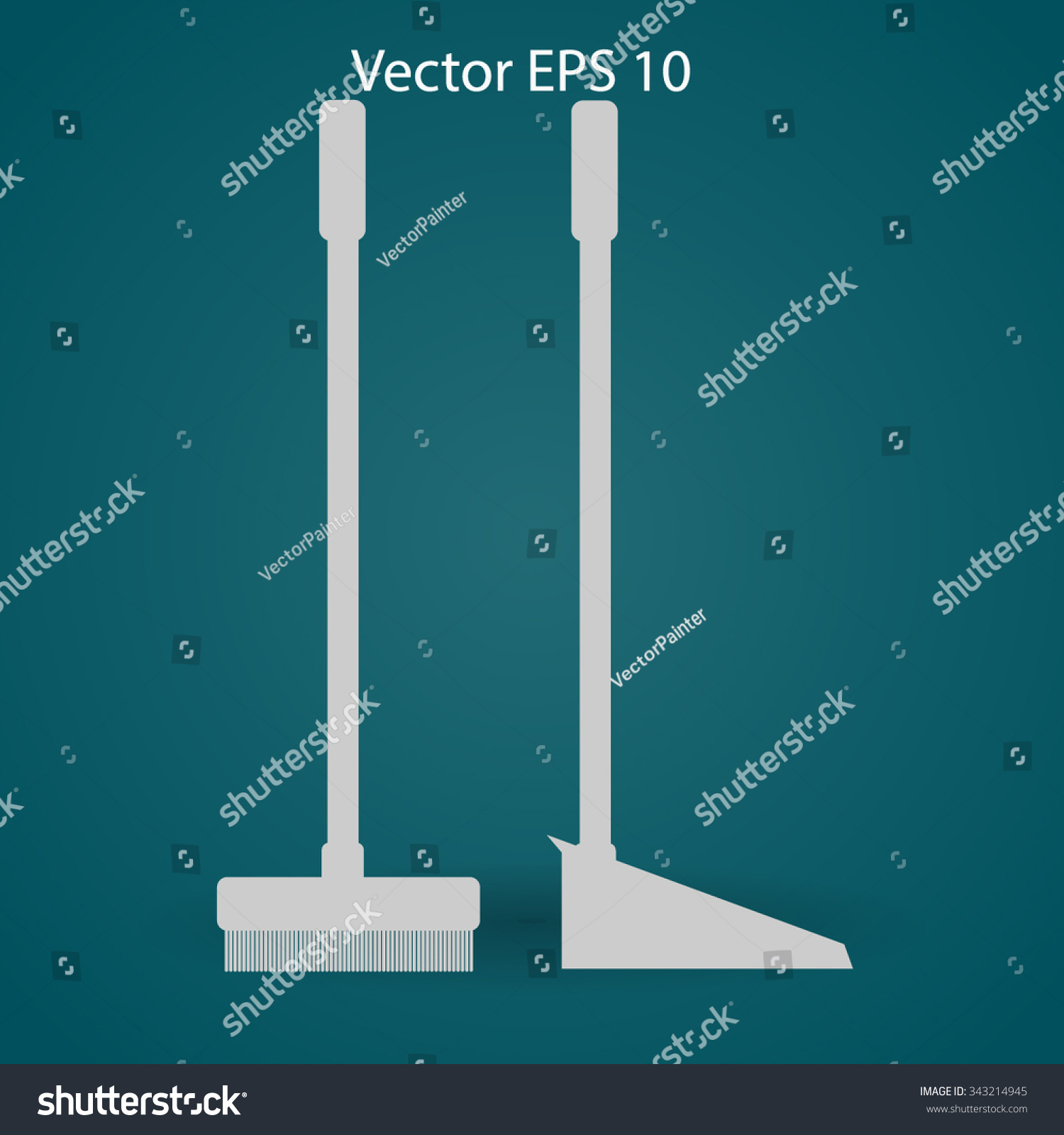 Broom Dustpan Vector Illustration Stock Vector (Royalty Free) 343214945