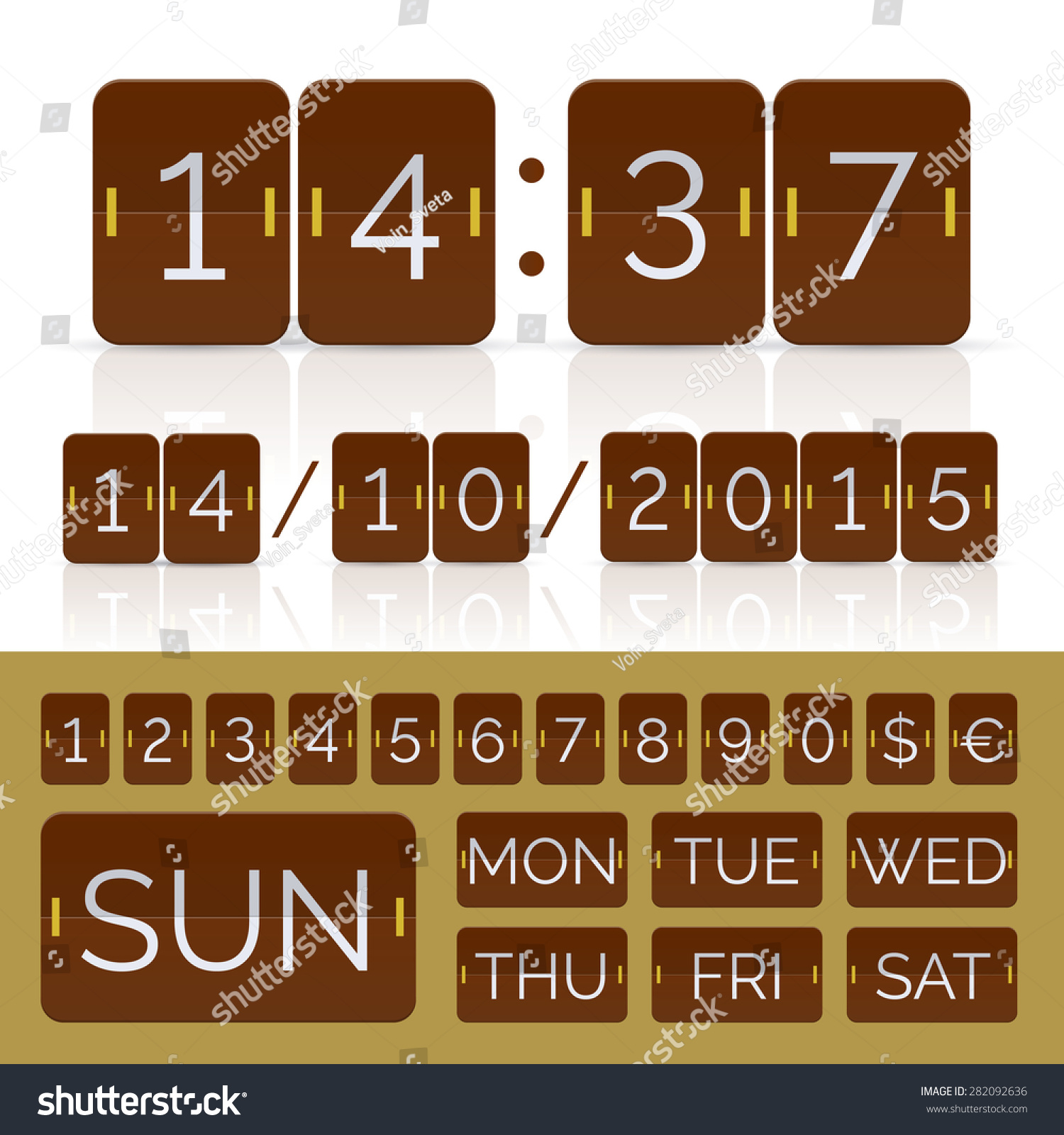 Brown Countdown Timer Scoreboard Numbers Vector Stock Vector (Royalty ...