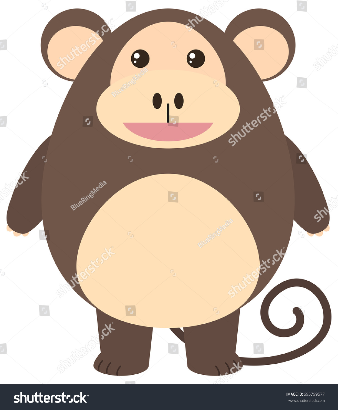 Brown Monkey Happy Face Illustration Stock Vector (Royalty Free) 695799577