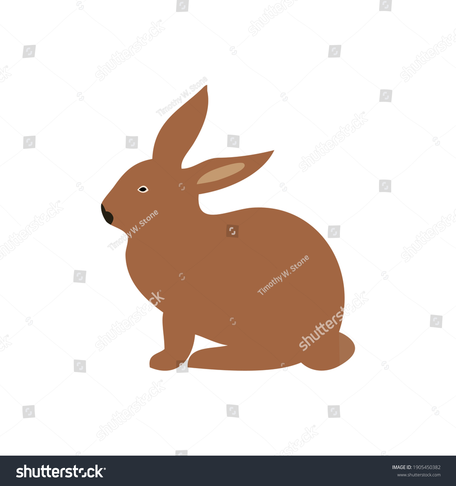 Brown Rabbit Vector Illustration On White Stock Vector (Royalty Free ...