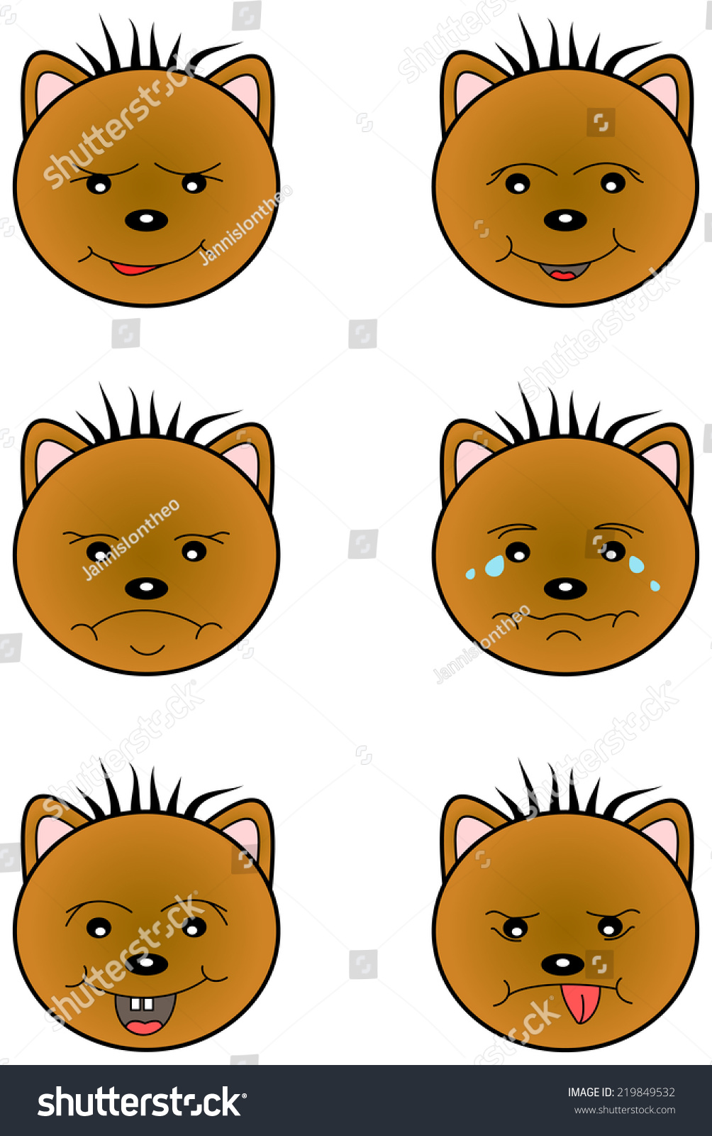 Brown Vector Emoticons Teddy Bear Face Stock Vector (Royalty Free ...