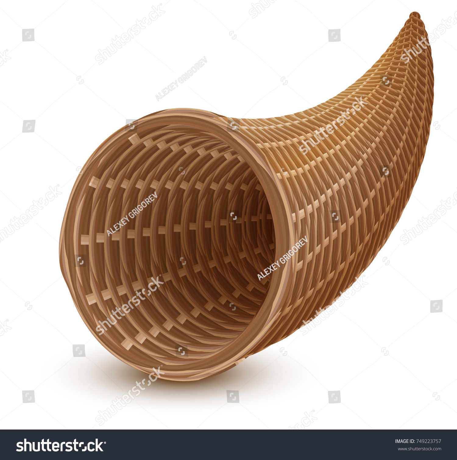 Brown Wicker Empty Cornucopia Basket Isolated Stock Vector (Royalty ...