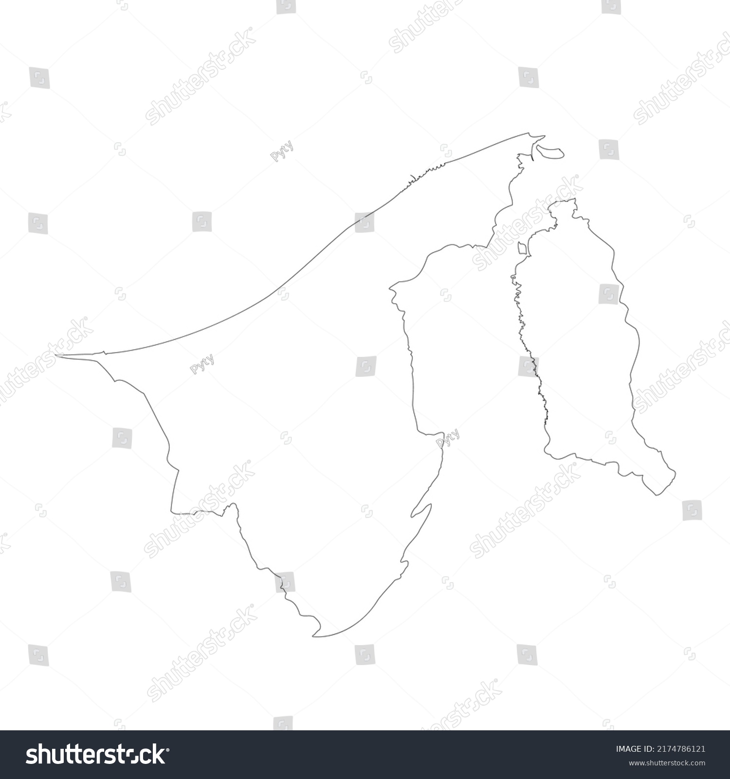 Brunei Vector Country Map Outline Stock Vector (Royalty Free ...
