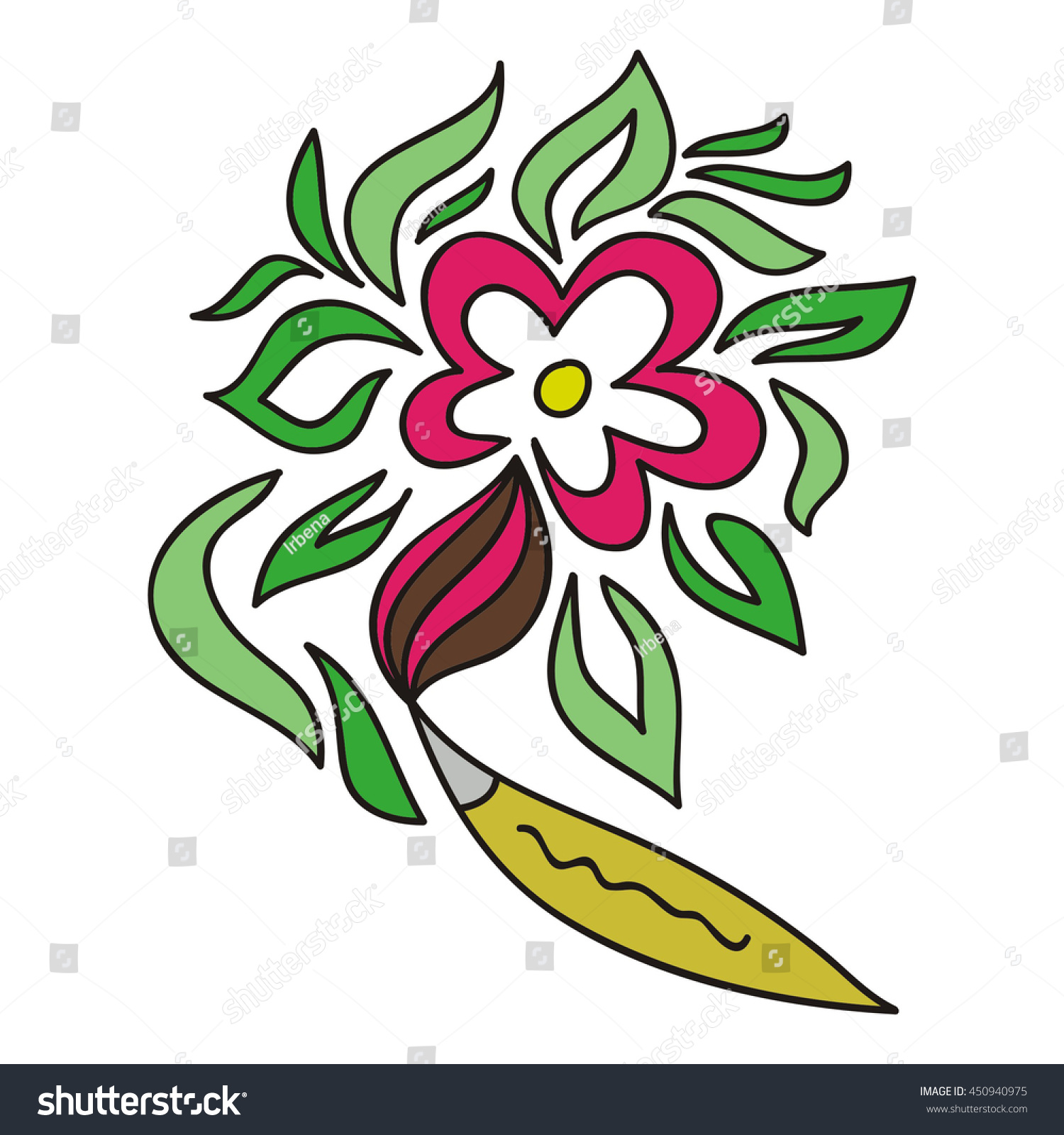 Brush Flower Vector Illustration Stock Vector (Royalty Free) 450940975 ...
