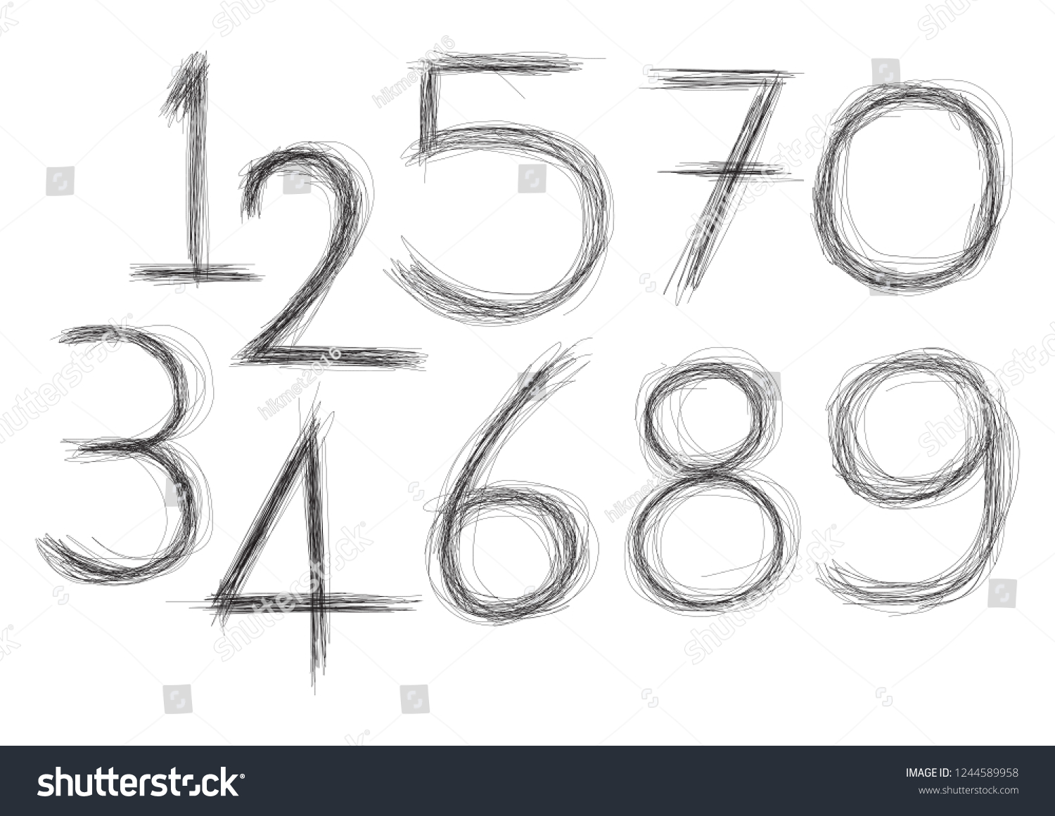 Brush Lettering Numbers Hand Drawn Vector Stock Vector (Royalty Free ...