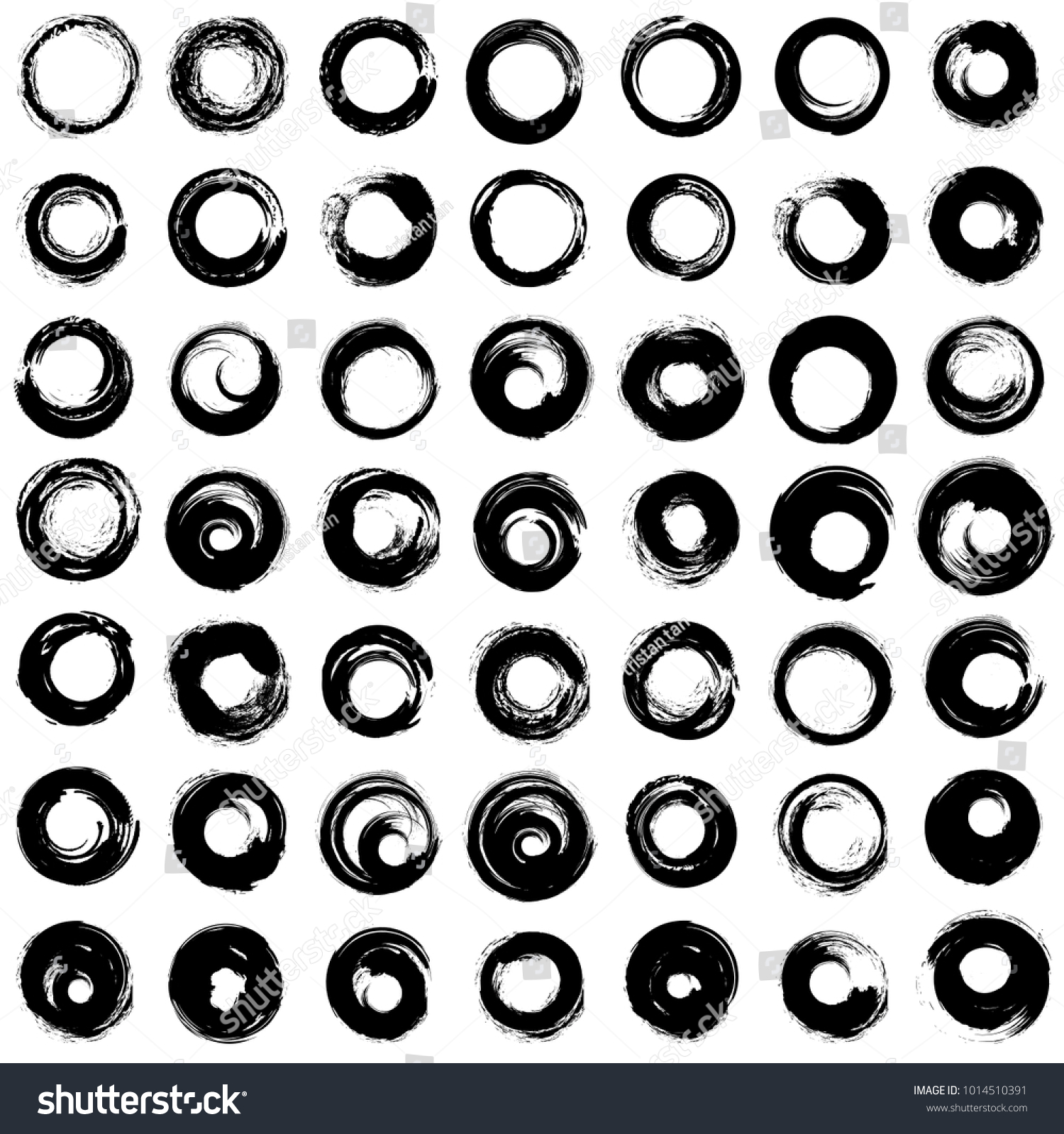Brush Stroke Circles Vector Illustration Set Stock Vector (Royalty Free ...