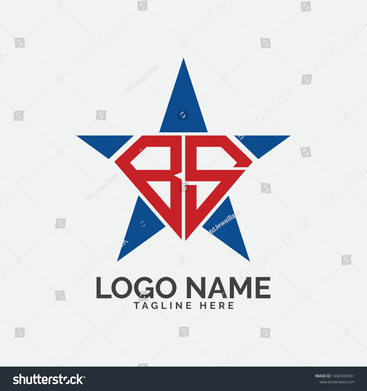 Bs Letter Star Logo Design Vector Stock Vector (Royalty Free ...