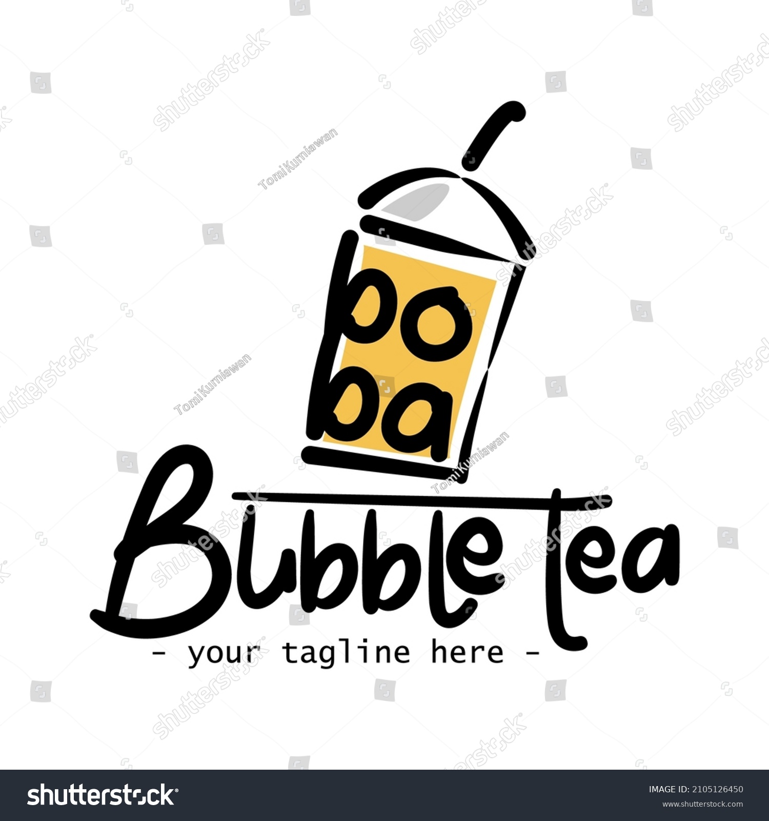Bubble Tea Logo White Background Simple Stock Vector (Royalty Free ...