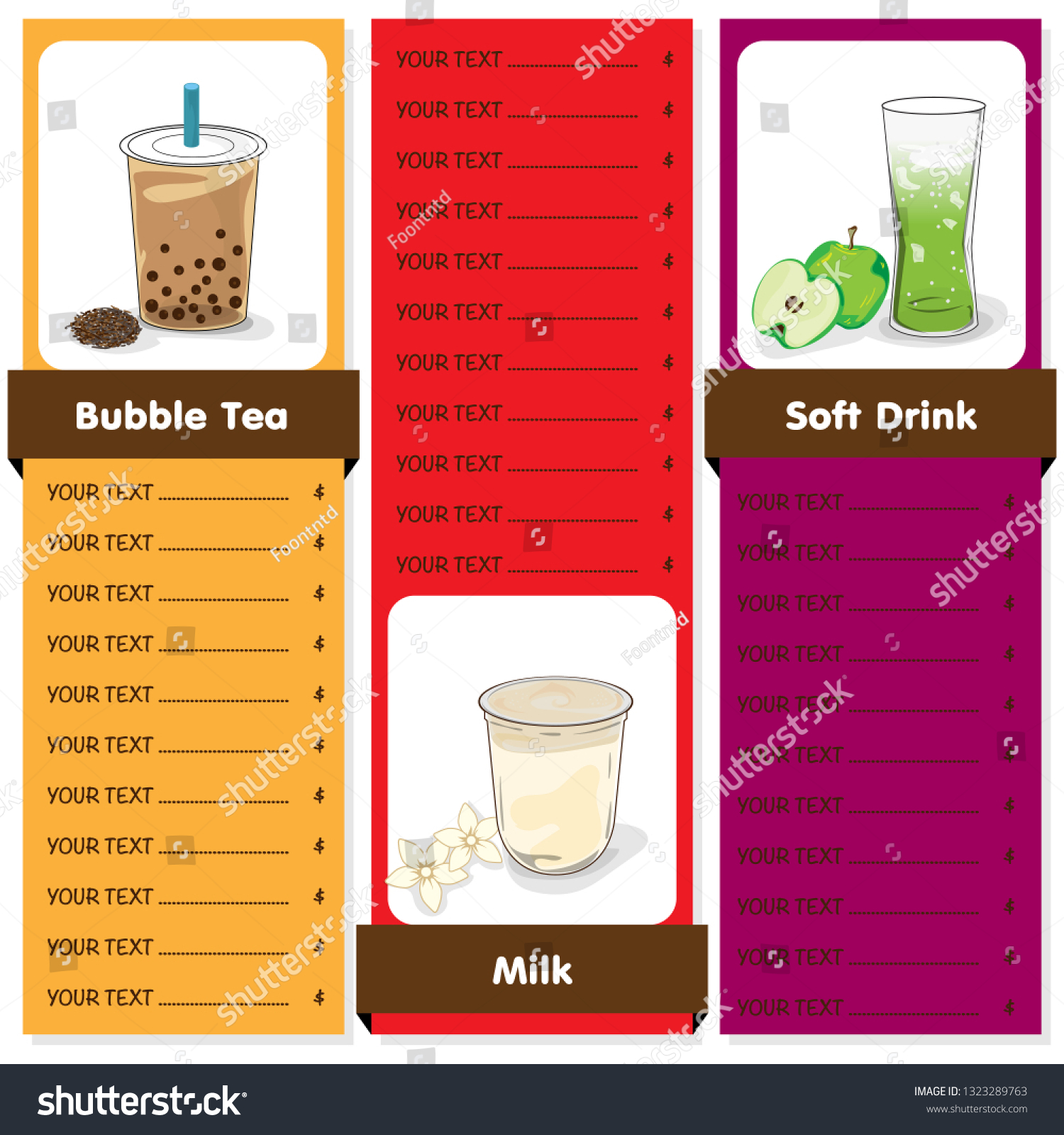 Bubble Tea Menu Graphic Template: เวกเตอร์สต็อก (ปลอดค่าลิขสิทธิ์ ...