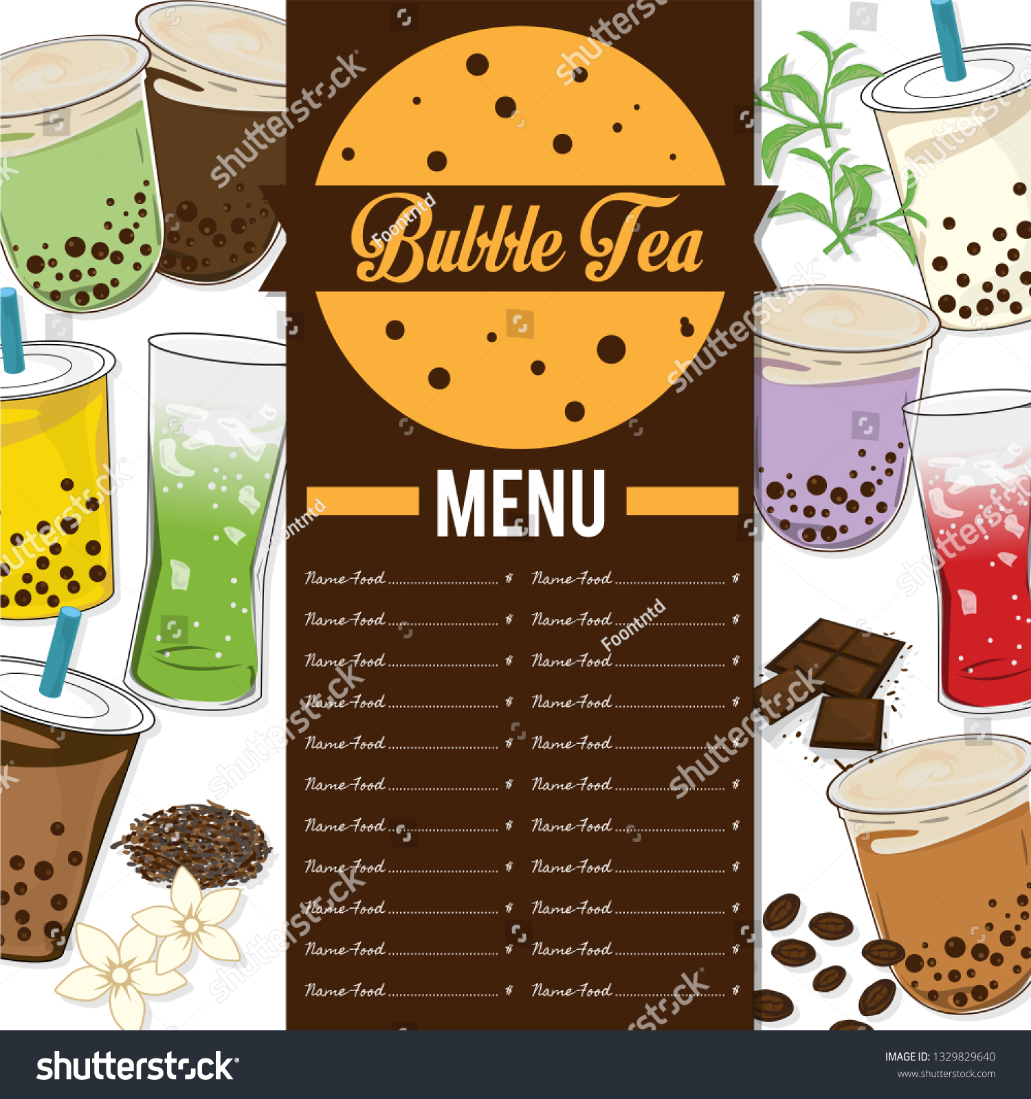 Bubble Tea Menu Graphic Template Stock Vector (Royalty Free) 1329829640