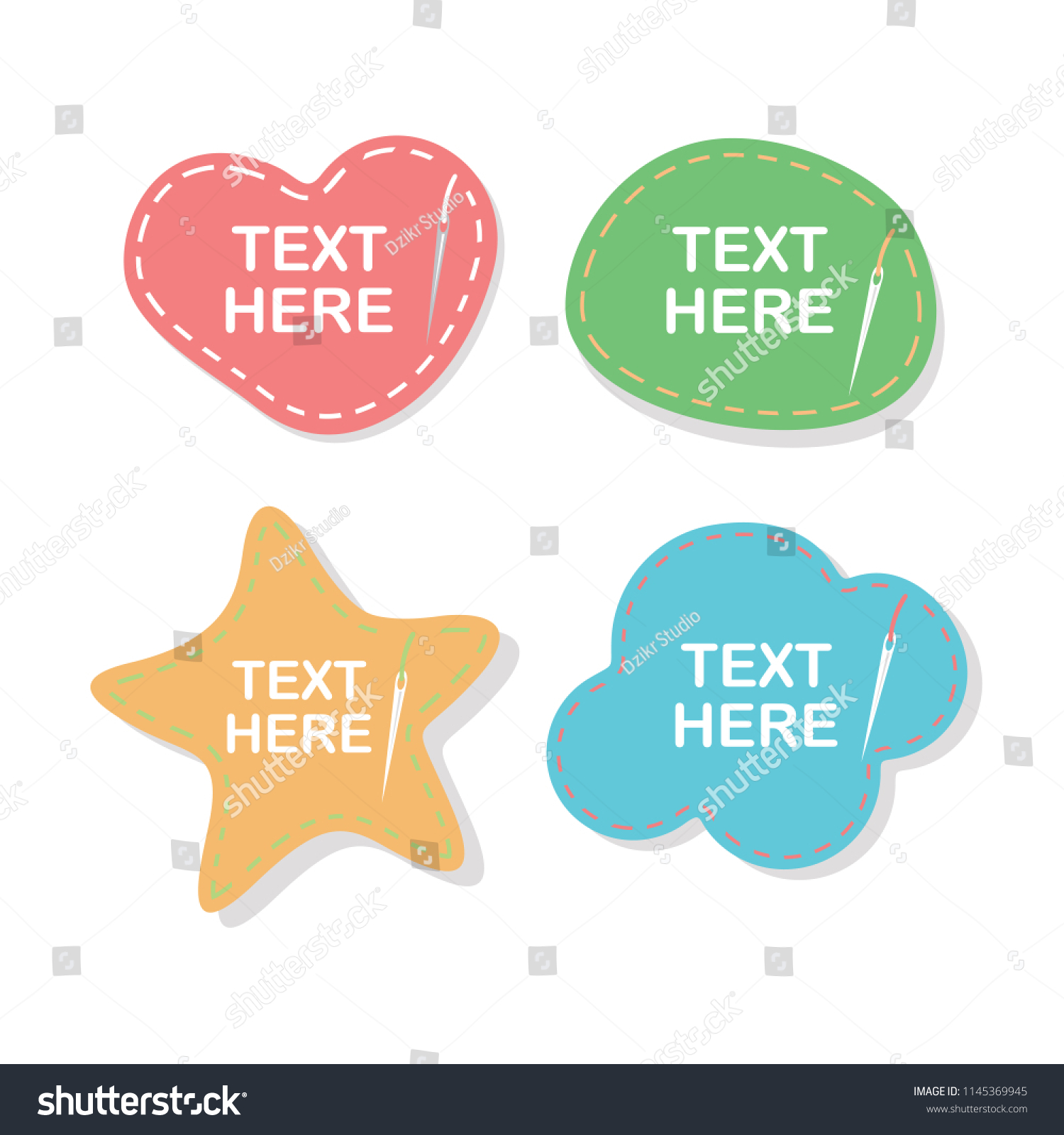 Bubble Text Stitches Needle Template Stock Vector (Royalty Free ...