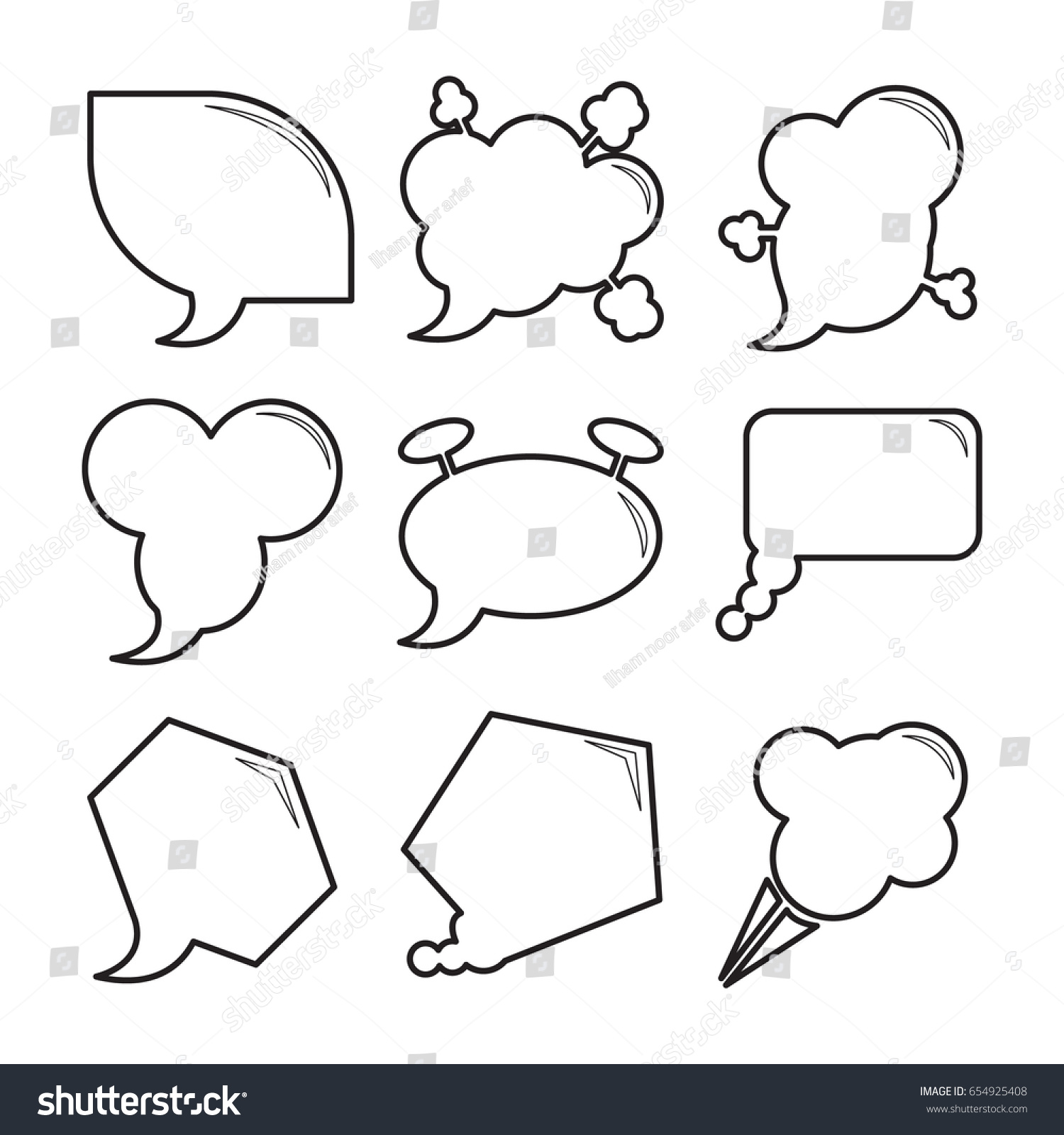 Bubble Words Icon Set Outline Stock Vector (Royalty Free) 654925408 ...