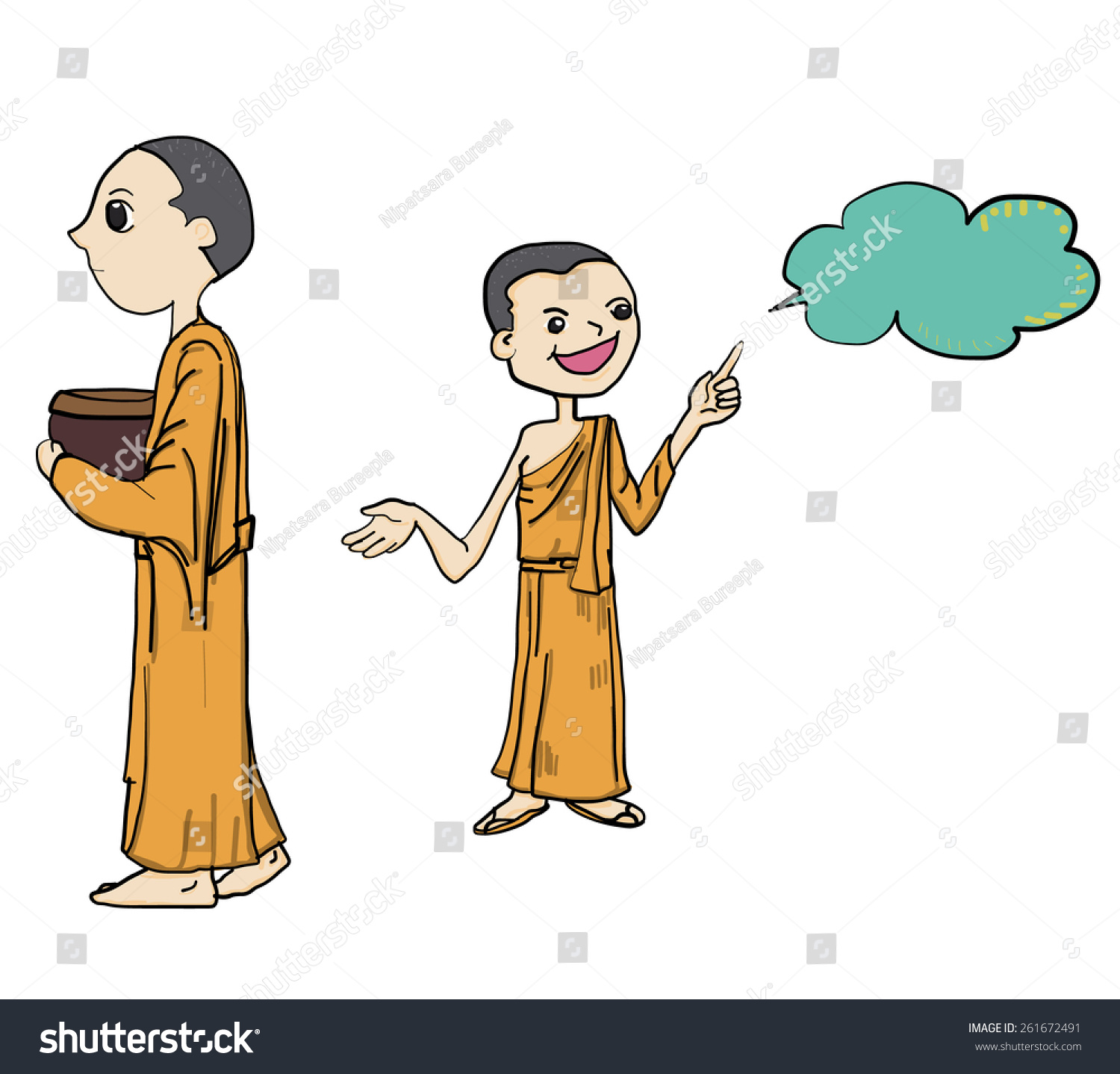 Buddha Cartoon Vector Stock Vector (Royalty Free) 261672491
