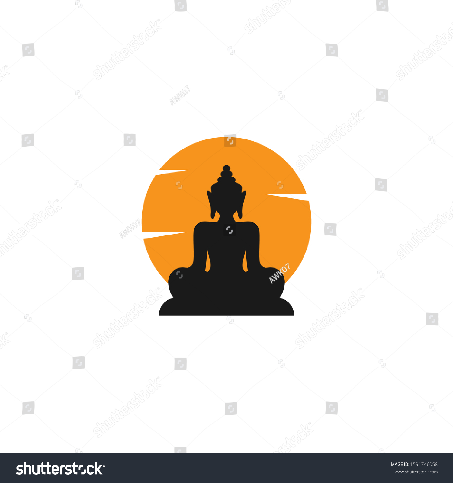 Buddha Statue Logo Vector Flat Design Stock Vector (Royalty Free ...