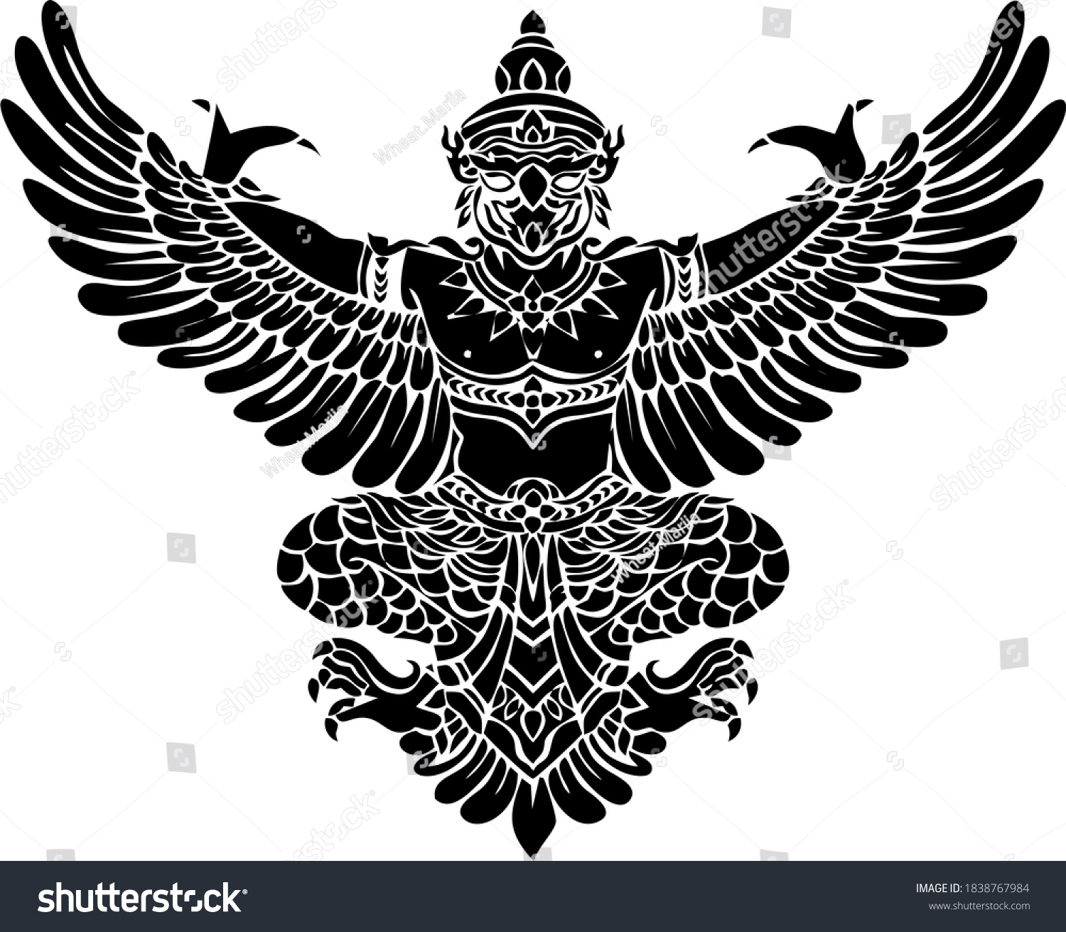 Buddhist Deity Garuda Executed Vector: เวกเตอร์สต็อก (ปลอดค่าลิขสิทธิ์ ...