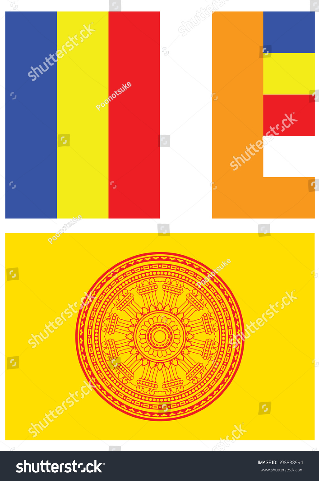 Buddhist Flag Dhammacakka Flag Stock Vector (Royalty Free) 698838994