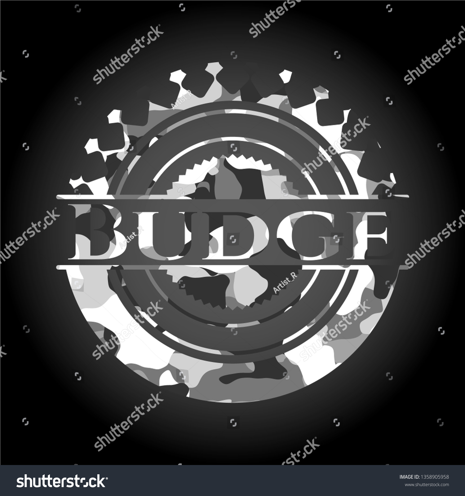 Budge On Grey Camo Texture Stock Vector (Royalty Free) 1358905958 ...