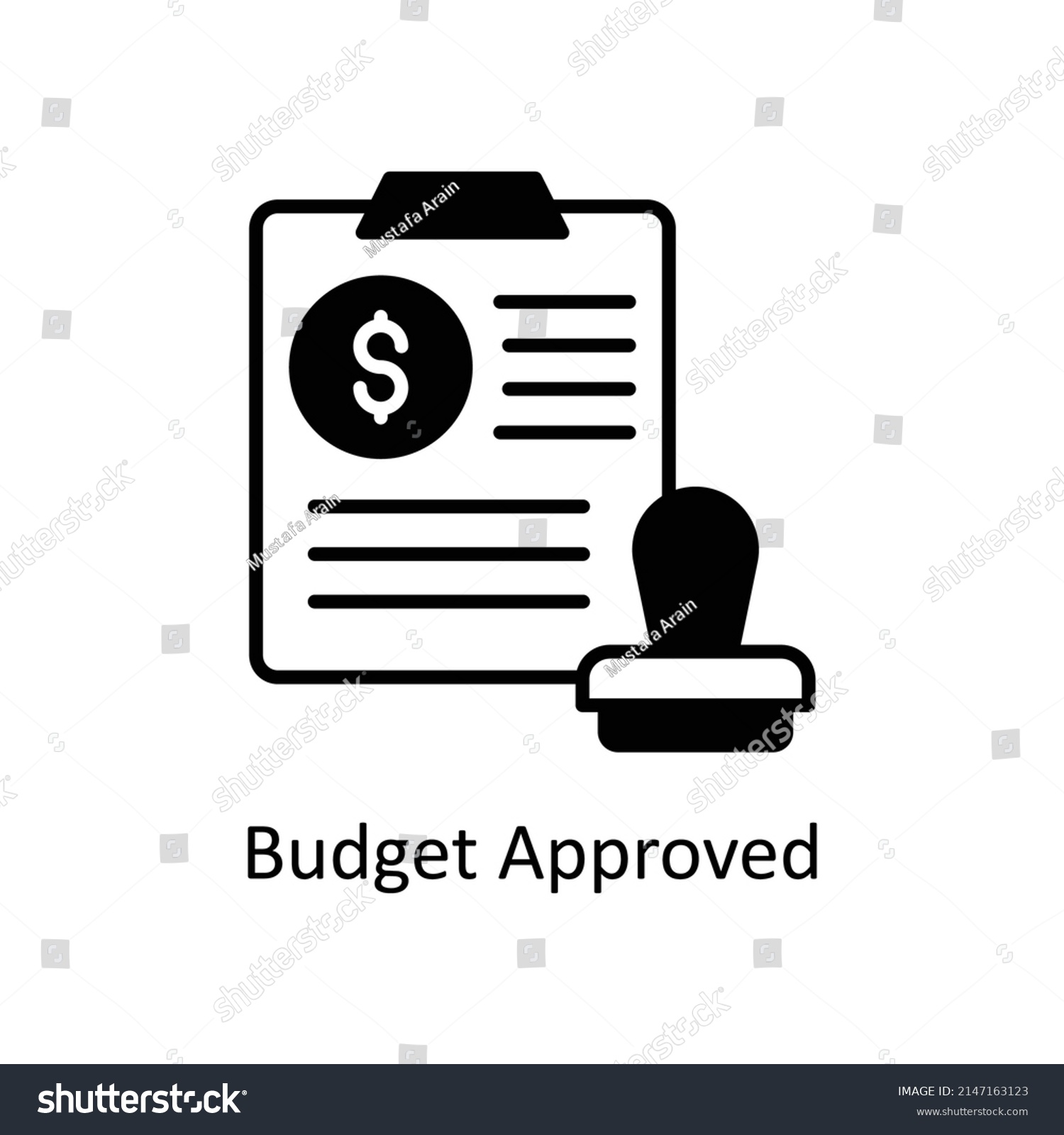 Budget Approved Vector Solid Icon Web Stock Vector (Royalty Free ...