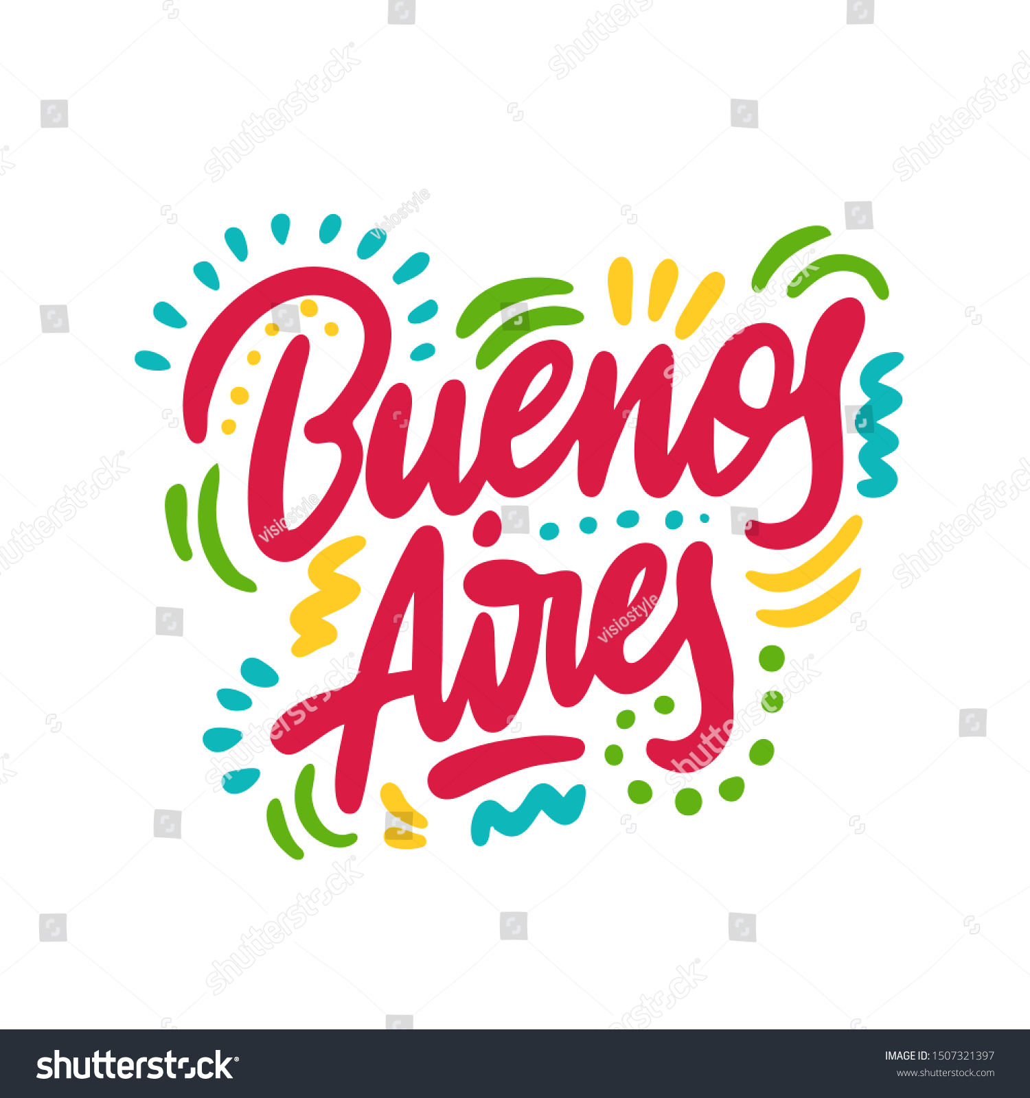 Buenos Aires Vector Calligraphy Typography Poster Stock Vector (Royalty ...