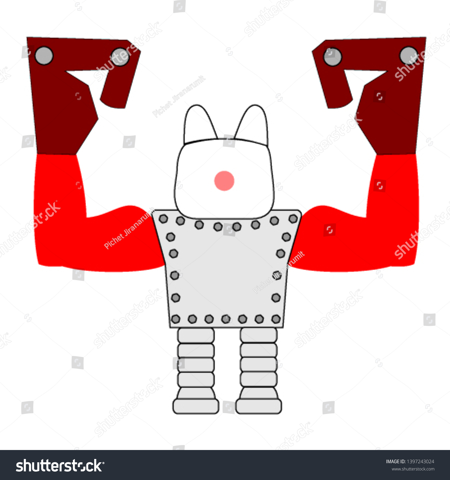 Buff Rabbit Robot Vector His Arms Stock Vector (Royalty Free ...