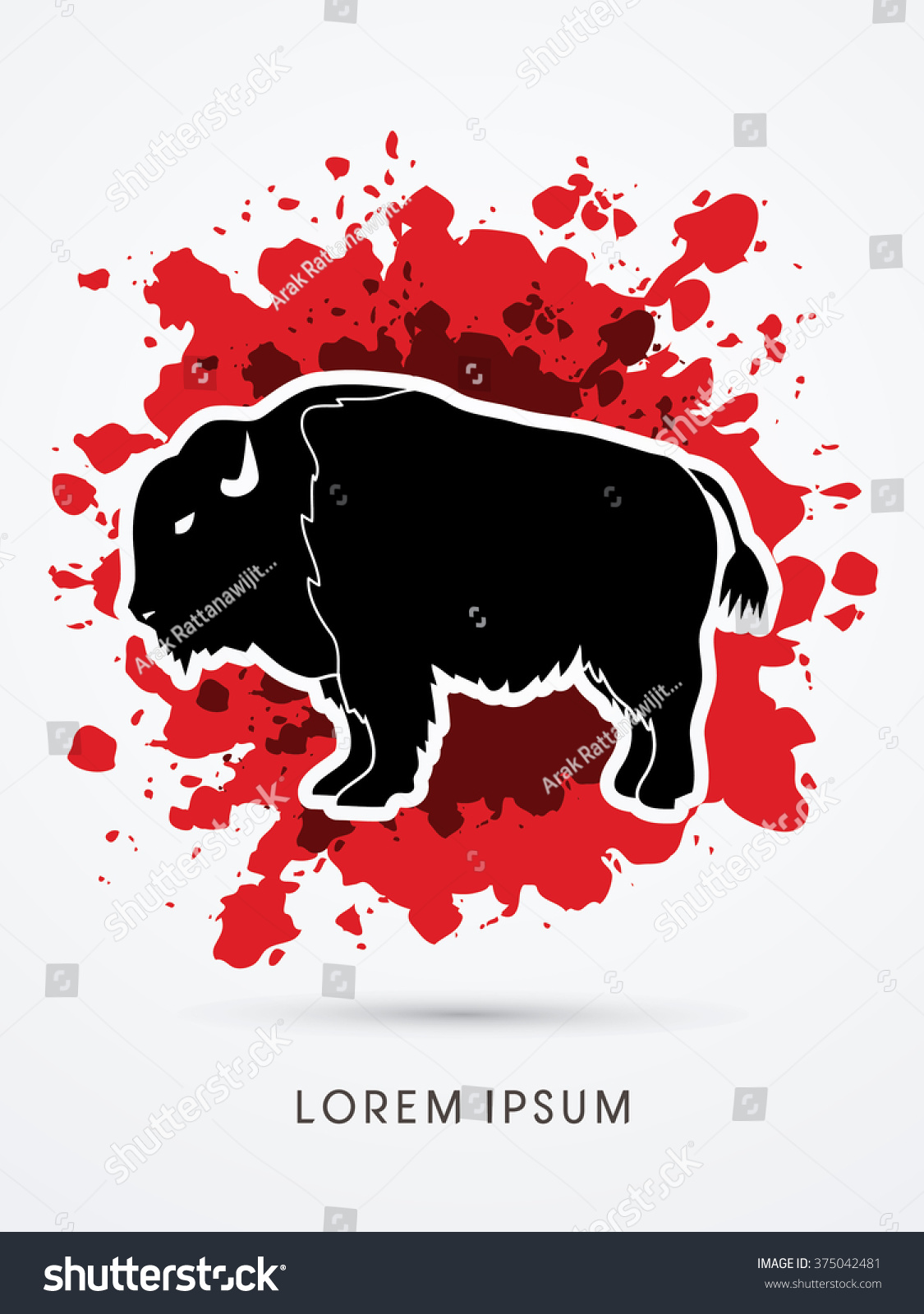 Buffalo Designed On Splash Blood Background Stock Vector (Royalty Free ...