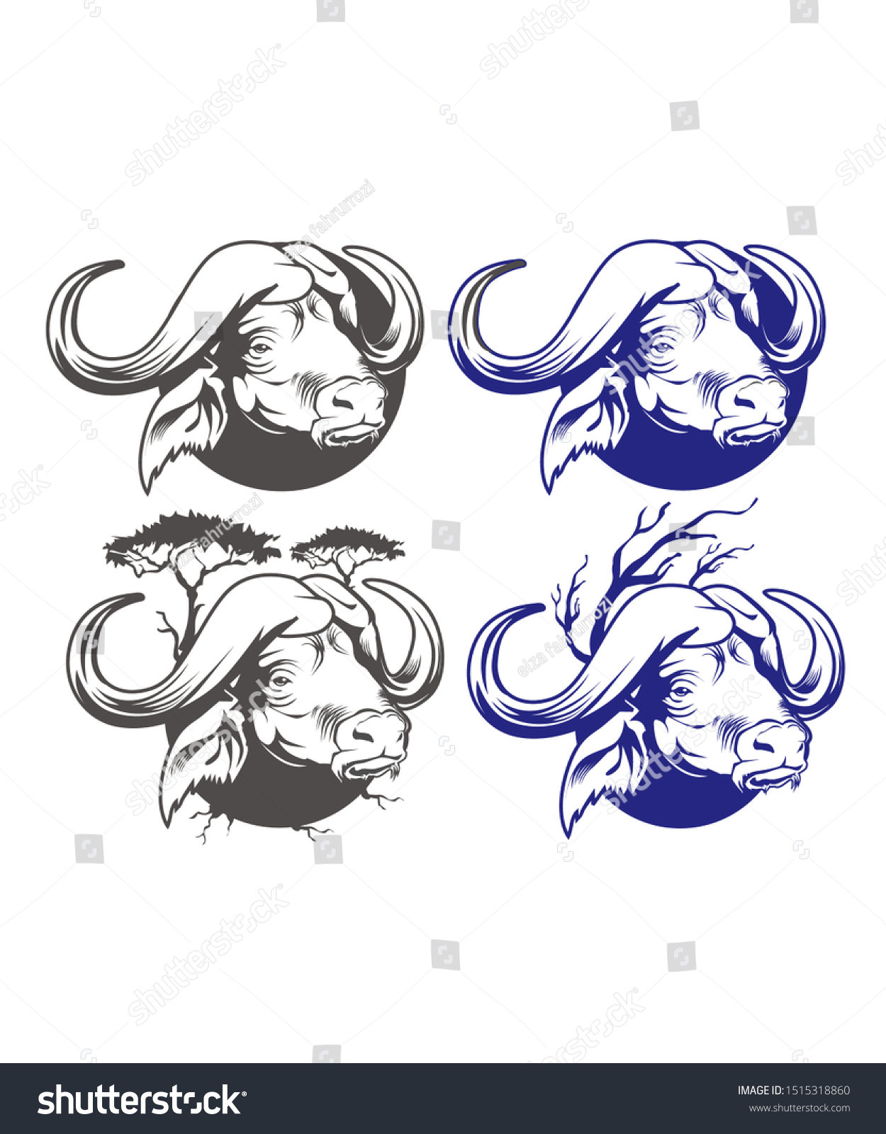 Buffalo Head Cartoon Vector Stock Vector (Royalty Free) 1515318860