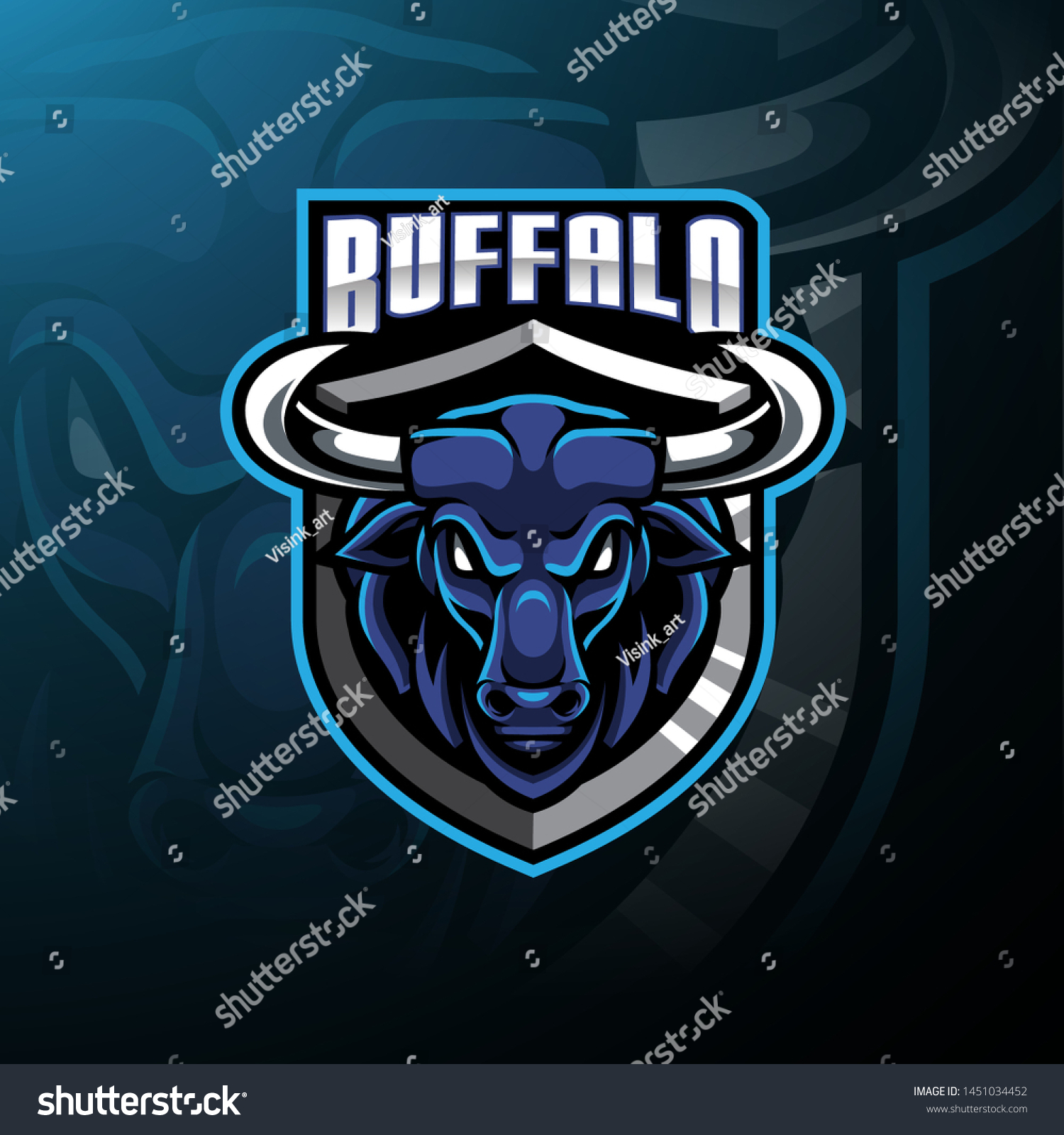 Buffalo Head Mascot Logo Design Stock Vector (Royalty Free) 1451034452