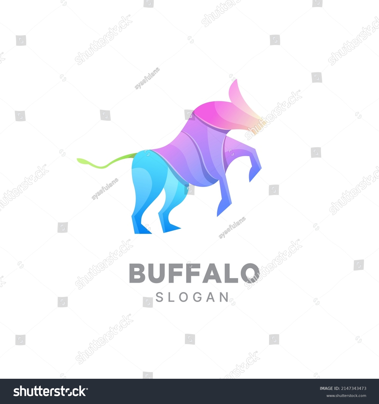 Buffalo Logo Design Gradient Colorful Template Stock Vector (Royalty ...