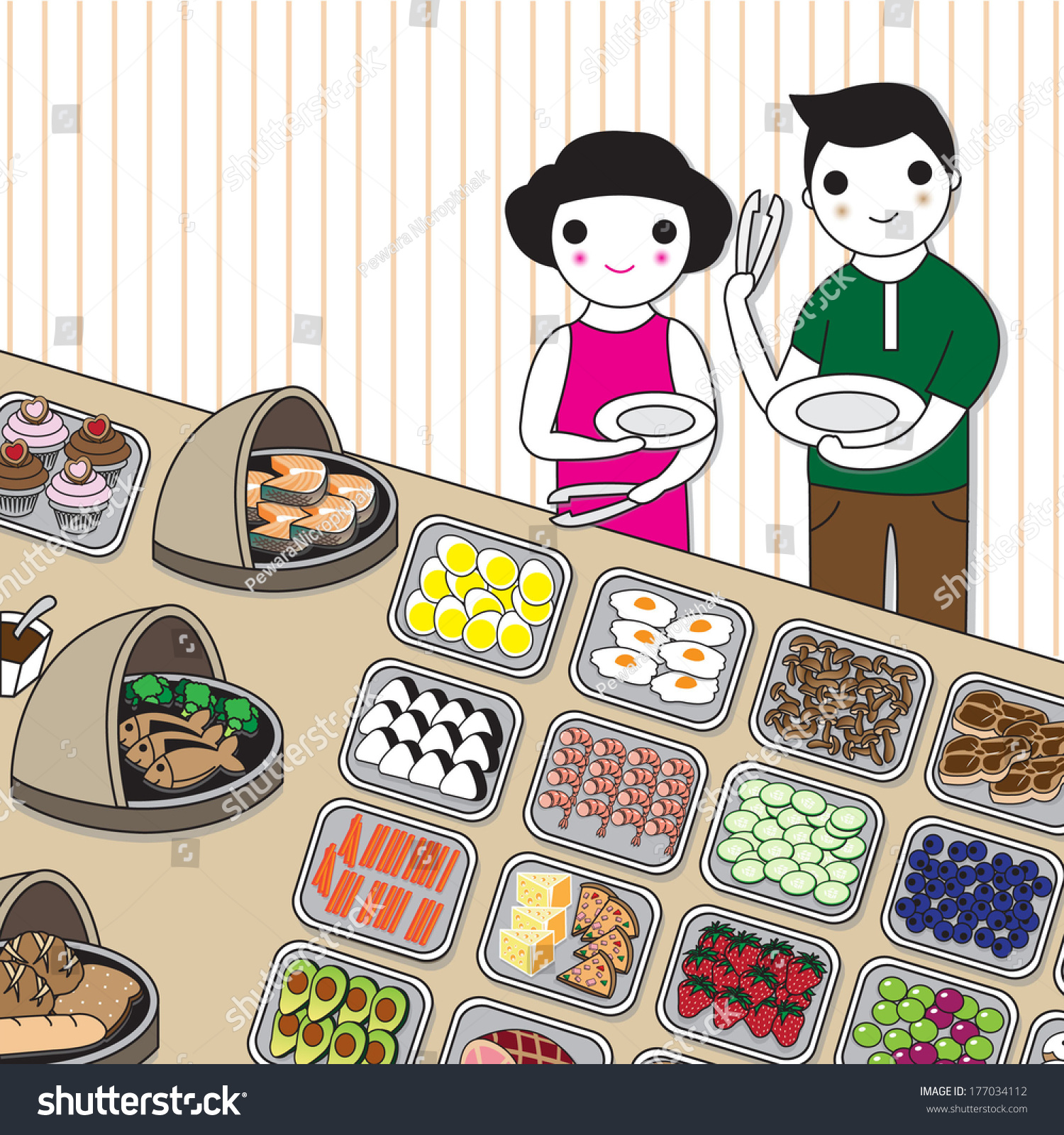 Buffet Meal Illustration Stock Vector 177034112 - Shutterstock