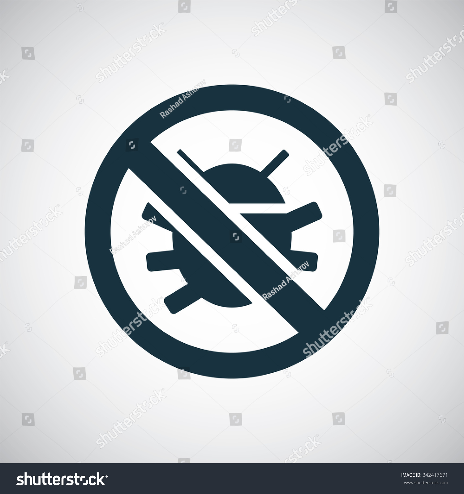 Bug Forbidden Icon On White Background Stock Vector (Royalty Free ...