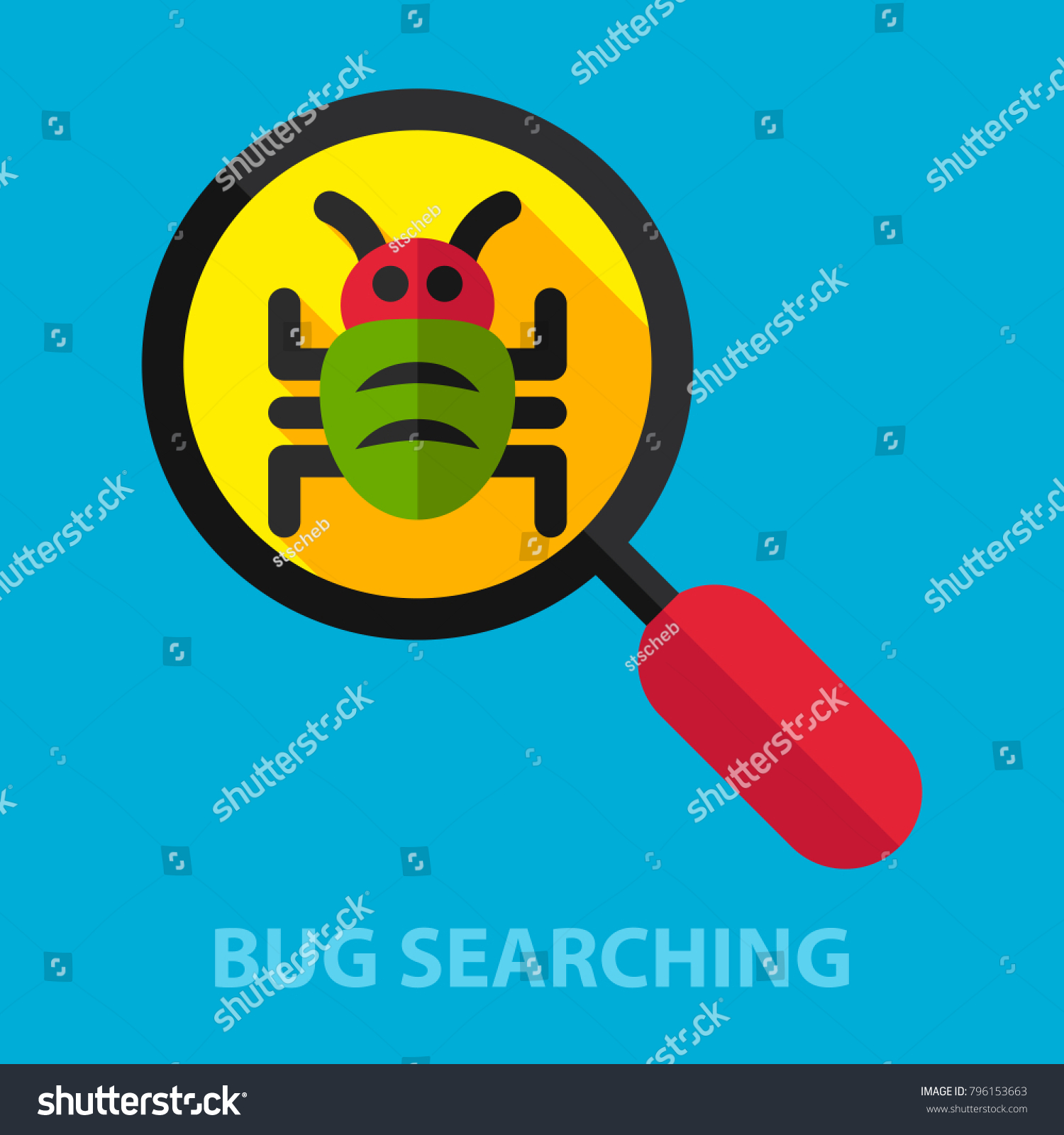 Bug Searching Flat Concept Vector Illustration Stock Vector (Royalty ...